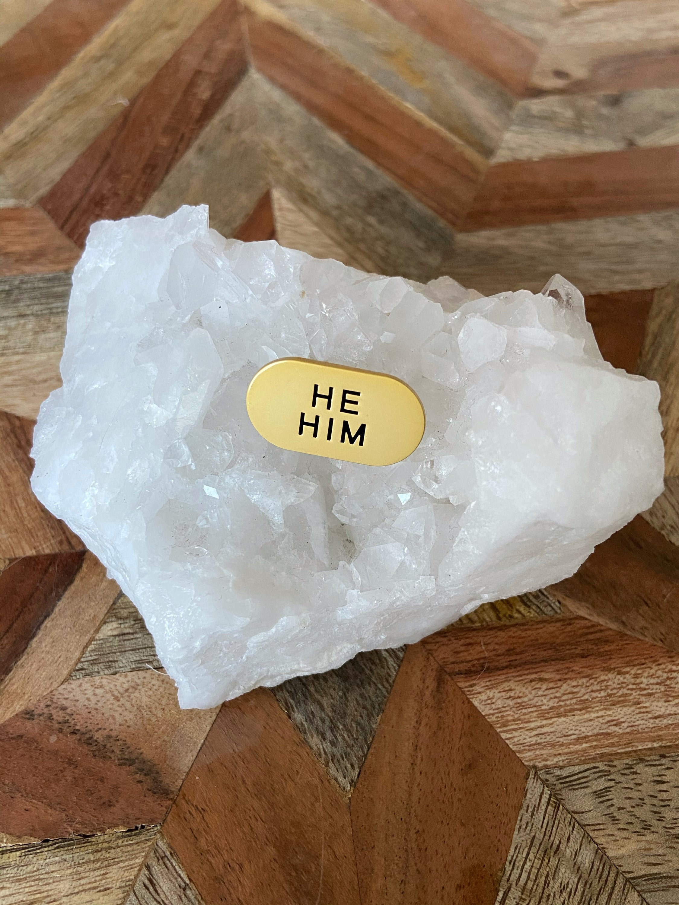 HE HIM pronoun enamel pin Matte gold Plated | Etsy