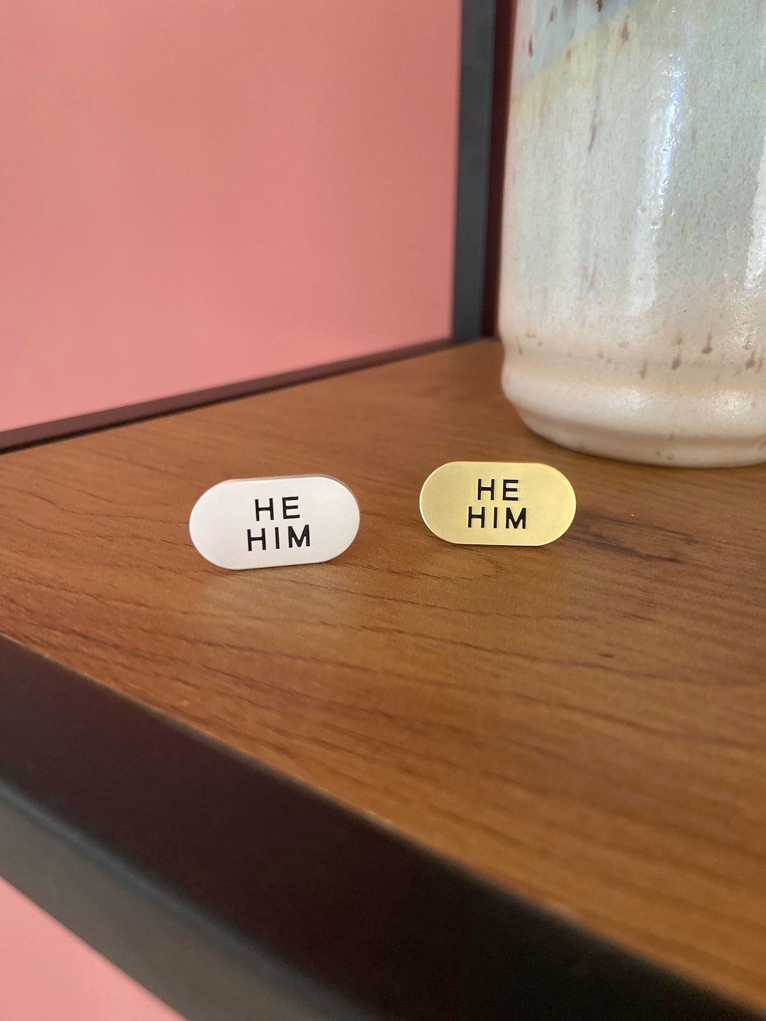 HE HIM Pronoun Enamel Pin Matte Gold Plated Matte Silver - Etsy