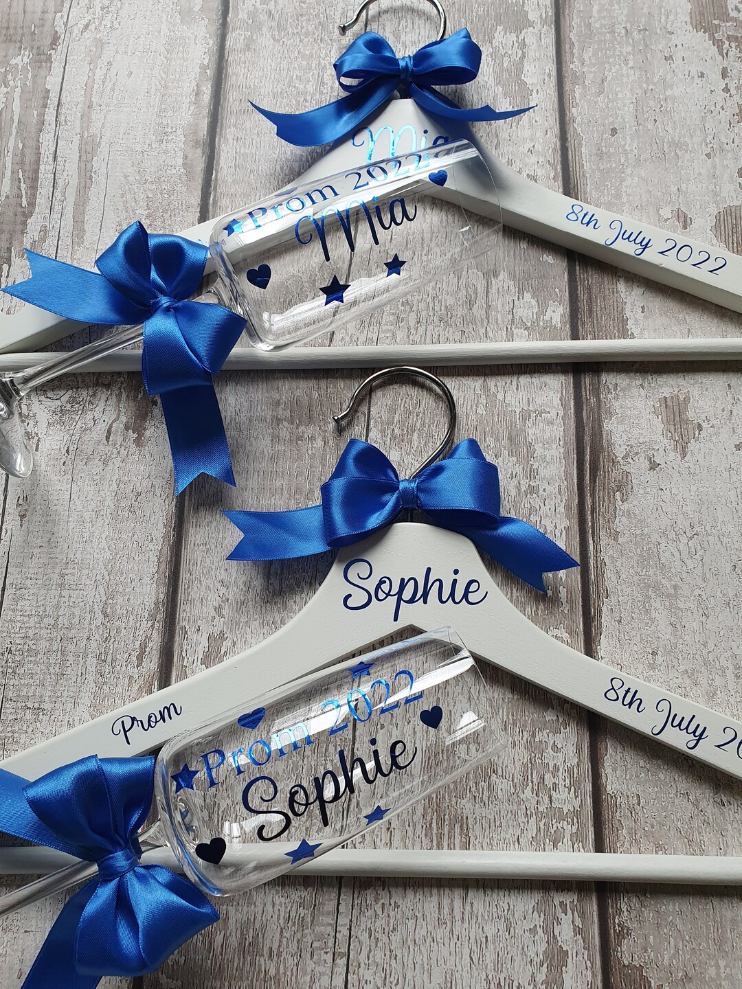 Prom 2025 Dress Hanger and Champagne Prosecco Flute Set Personalised ...