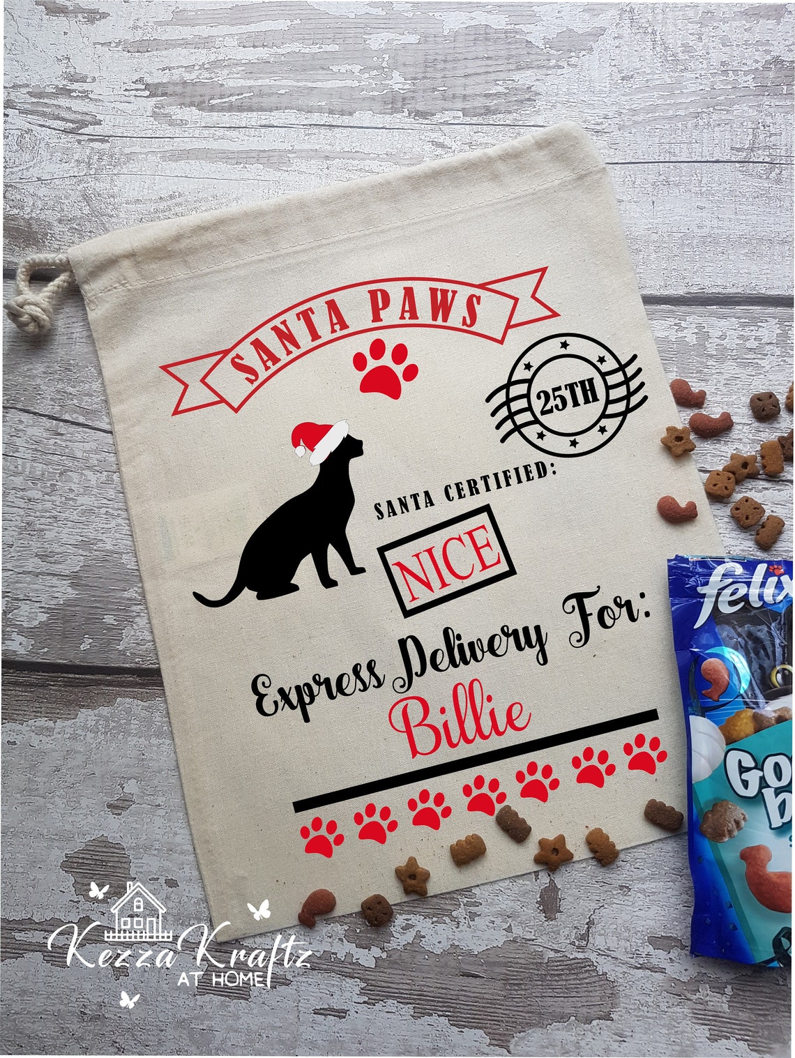 Personalised Santa Paws Christmas Sack Pet Name Gift Present - Etsy UK