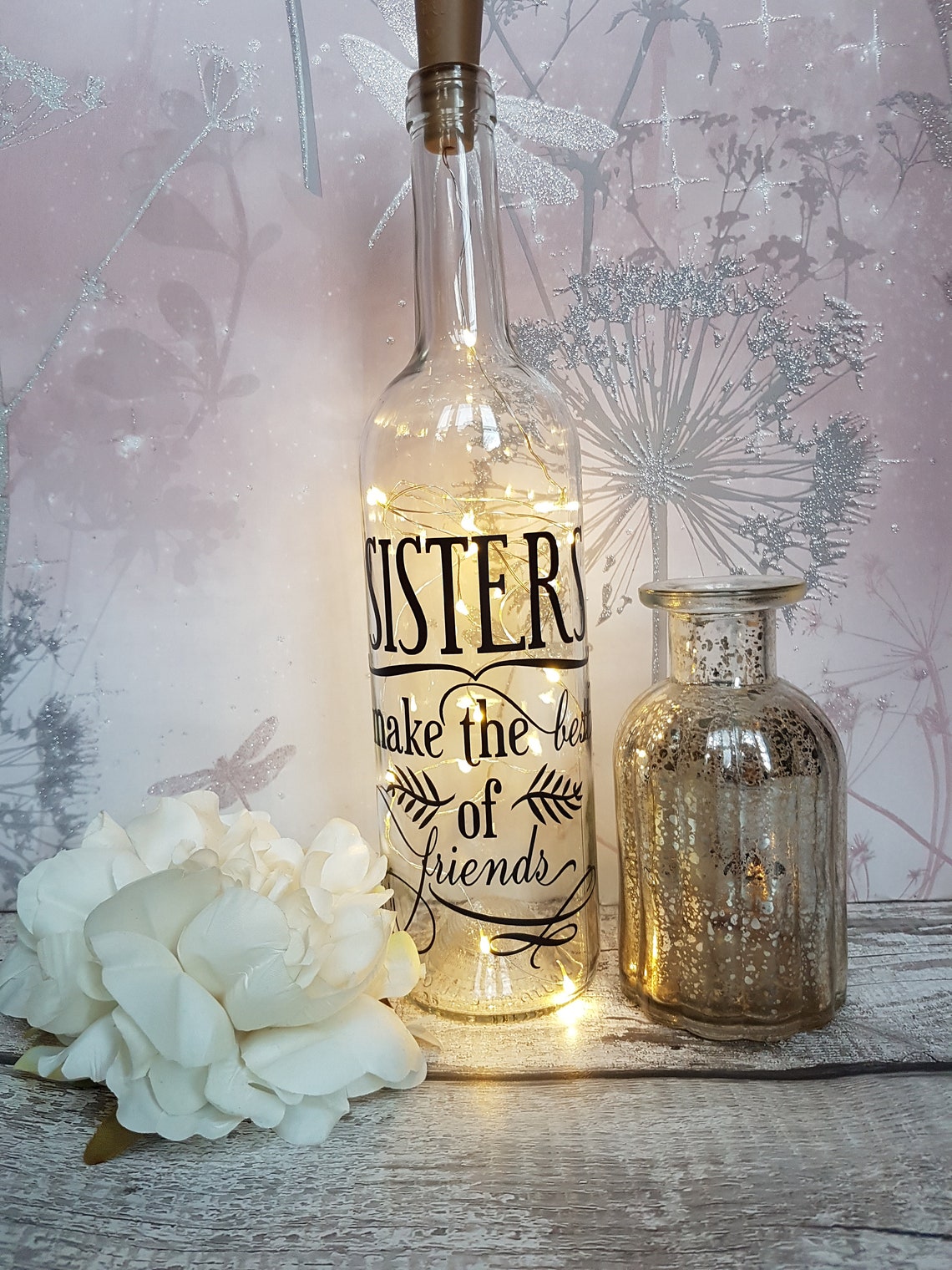 SISTERS Make the Best of Friends Light up Bottle, Sister Gift, Frosted ...