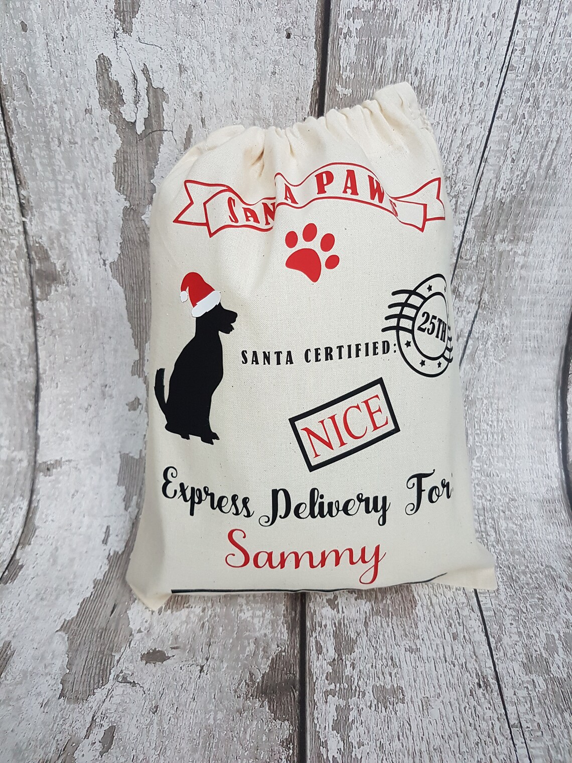 Personalised Santa Paws Christmas Sack Pet Name Gift Present - Etsy UK