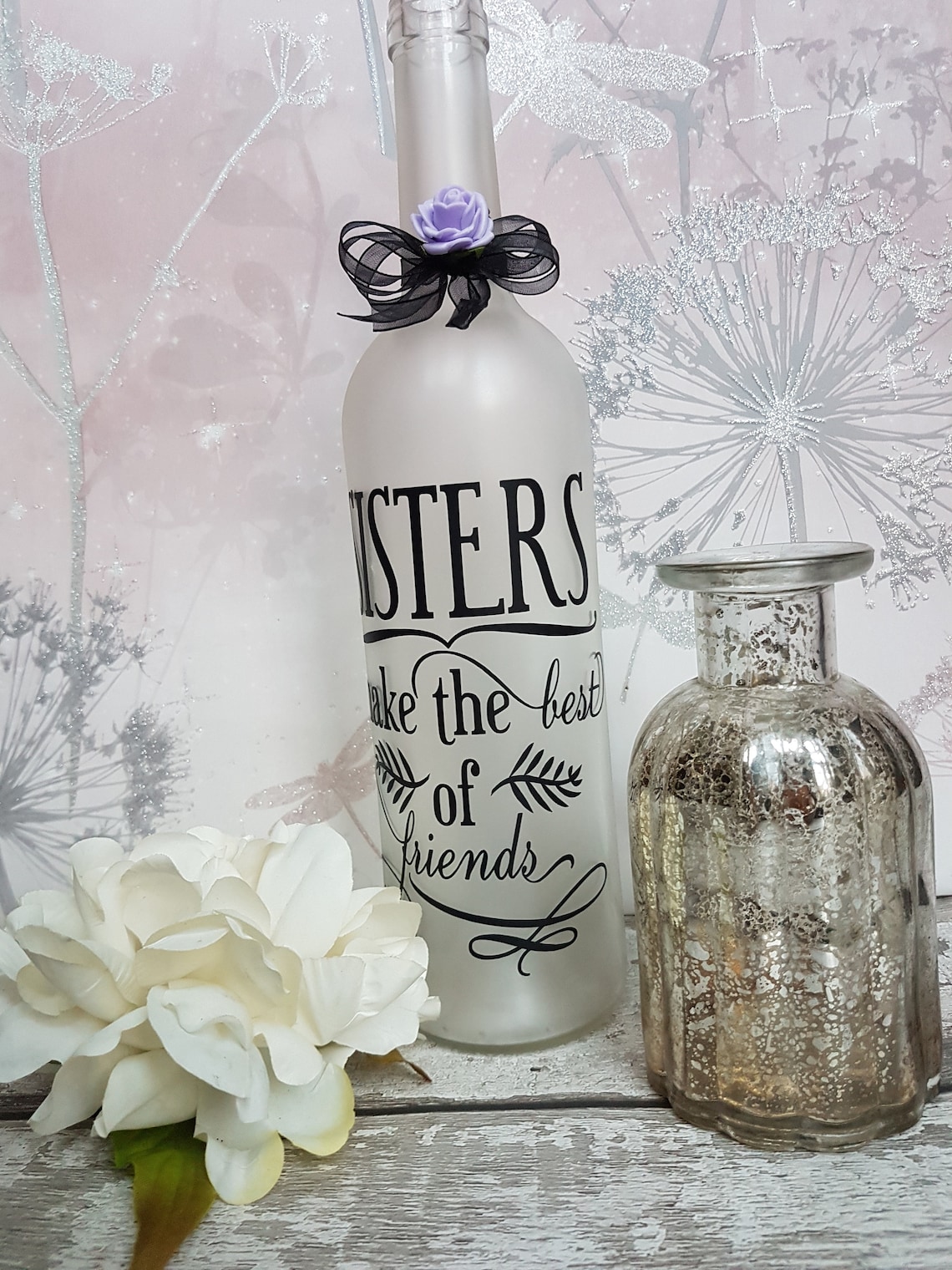 SISTERS Make the Best of Friends Light up Bottle, Sister Gift, Frosted ...