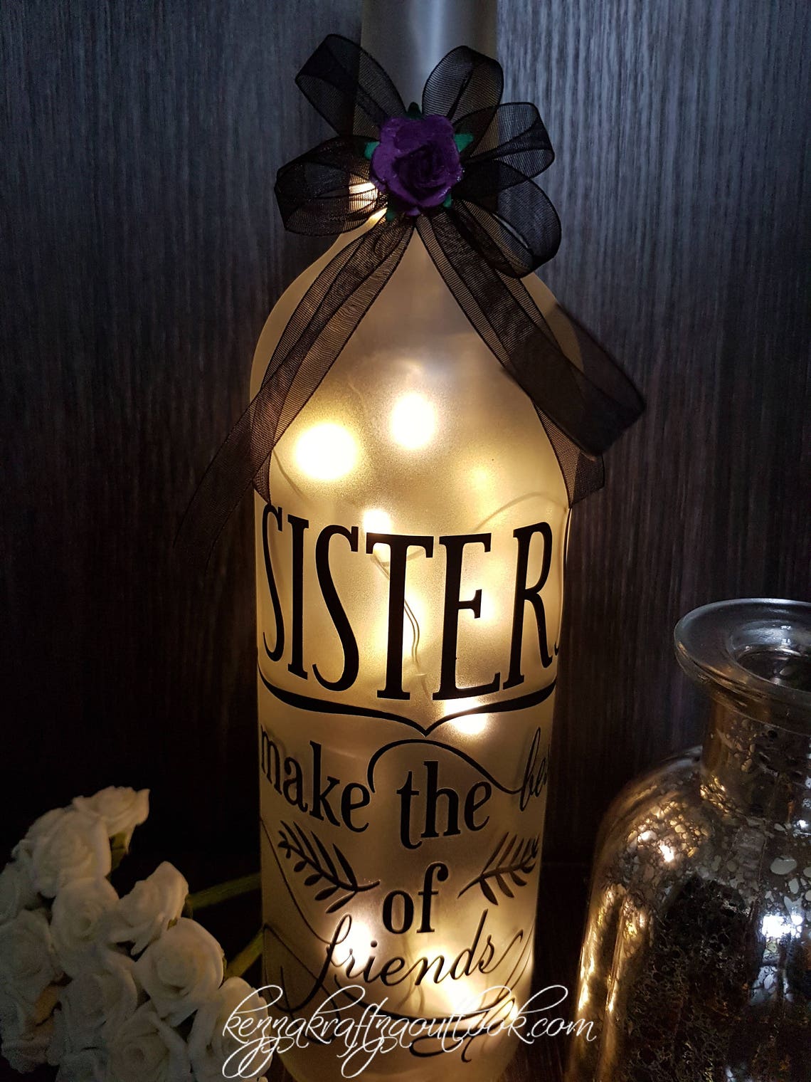 SISTERS Make the Best of Friends Light up Bottle, Sister Gift, Frosted ...