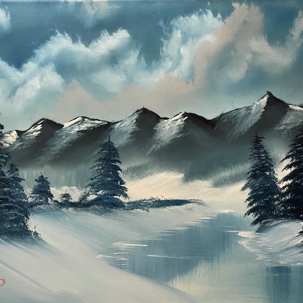 Bob Ross Winter Painting - Etsy