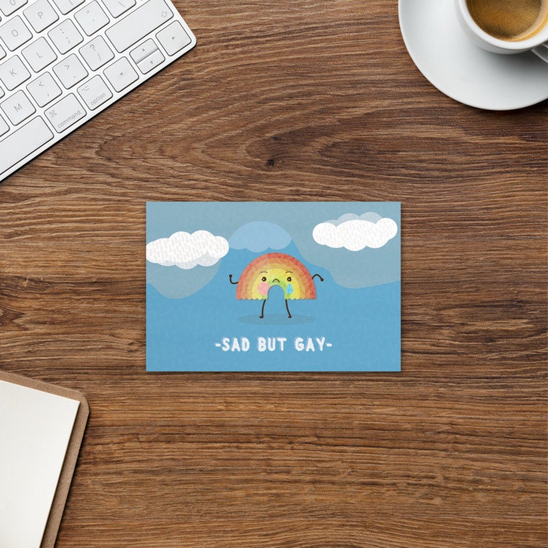 Sad but Gay Postcard Matte Lgbt-themed Card Gay Pride - Etsy