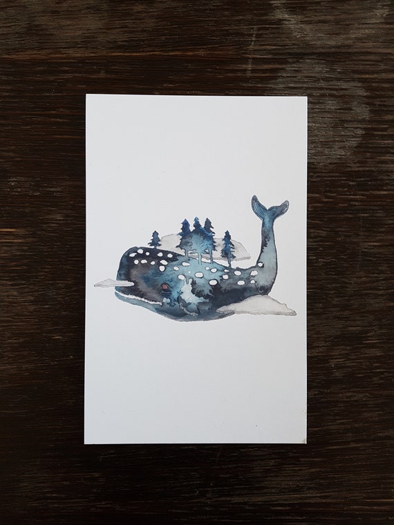 Whale Watercolor Print Cosy Chill Vibes Art Print Nature - Etsy Canada