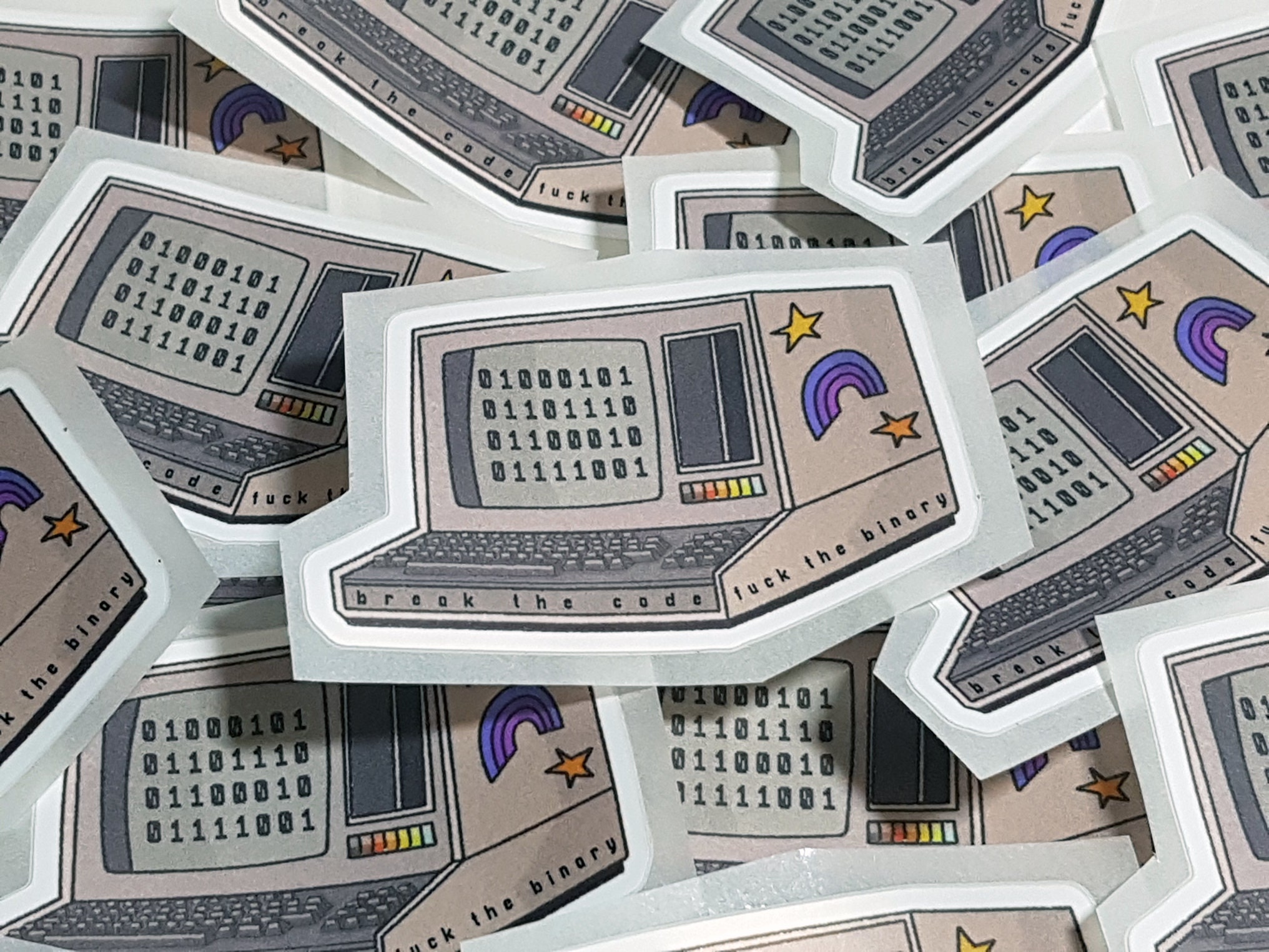 Nonbinary Code Sticker Break the Code Fuck the Binary LGBT | Etsy