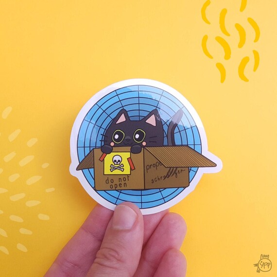 Cat Box Sticker Schrodinger Cat Experiment Glossy Vinyl | Etsy
