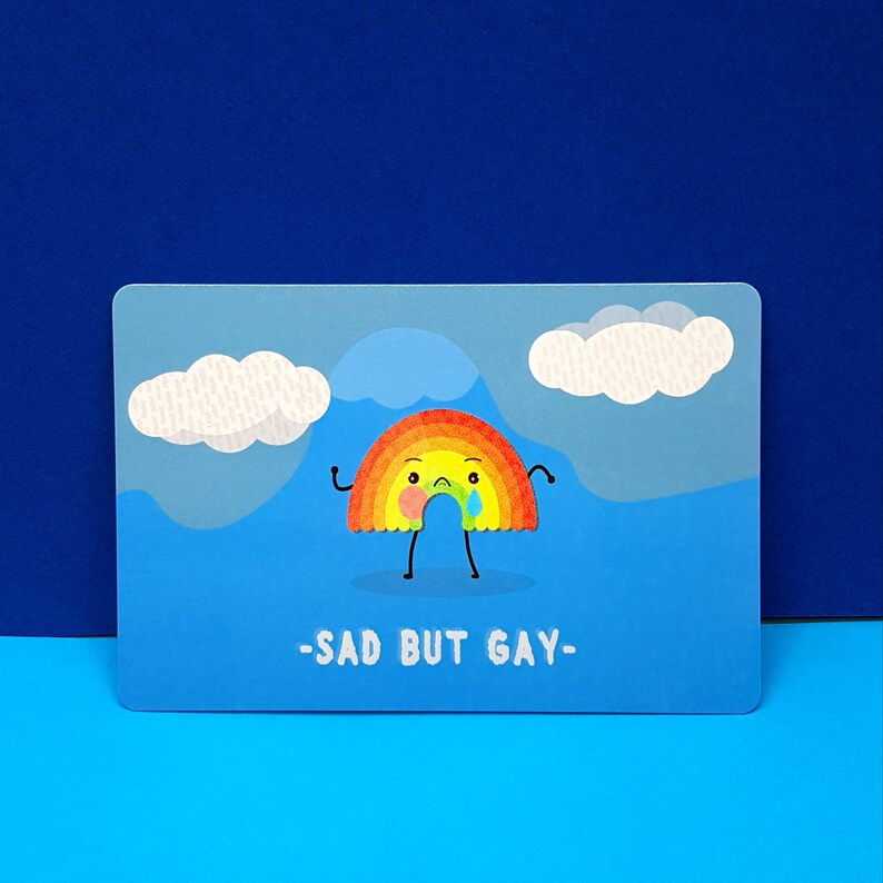 Sad but Gay Postcard matte lgbt-themed card gay pride | Etsy