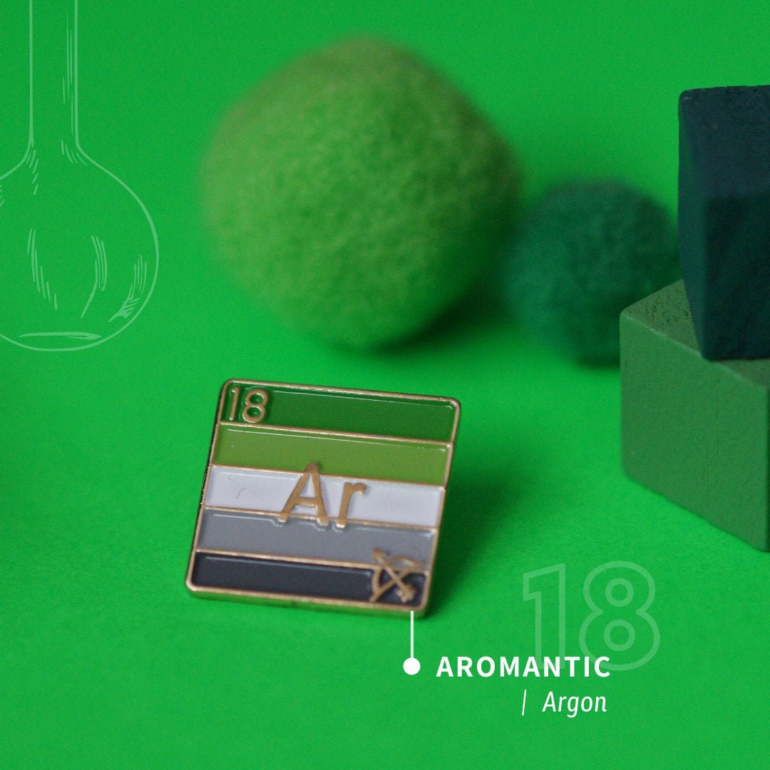 Aromantic Pride Pin: Argon Element, Antique Gold Enamel Badge - Etsy UK