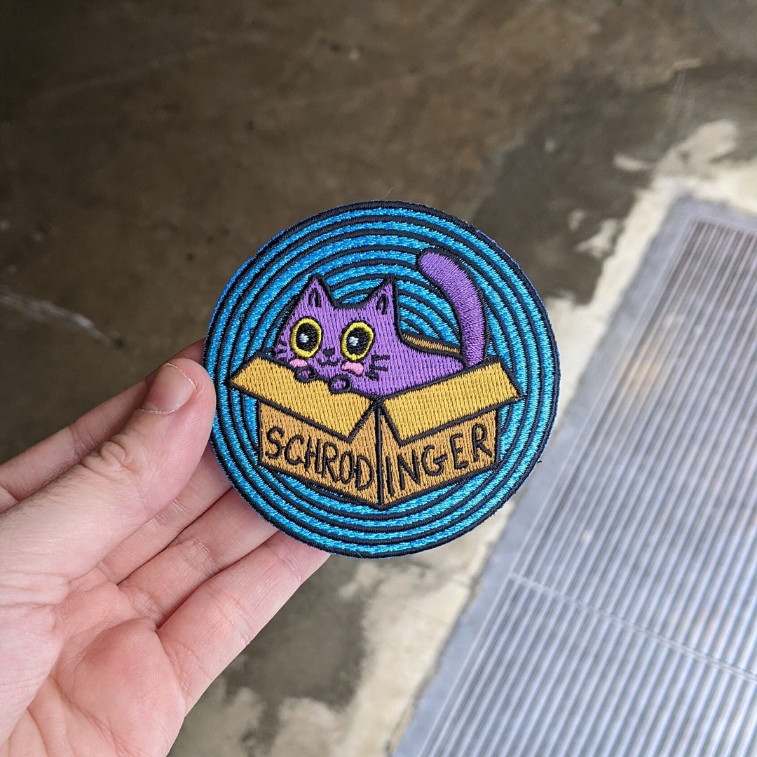 Embroidery Patch Cat in a Box Shrodinger Cat Experiment - Patch Rainbow Subtle Iron-on - Science ...