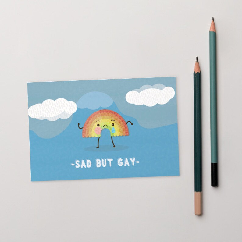 Sad but Gay Postcard Matte Lgbt-themed Card Gay Pride - Etsy