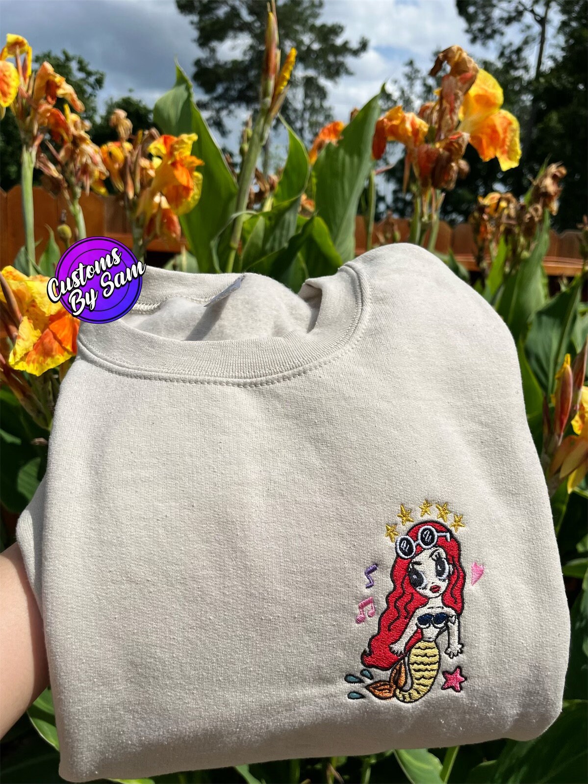 Embroidered KG Mermaid Crewneck Hoodie Baddie Bichota Siren - Etsy