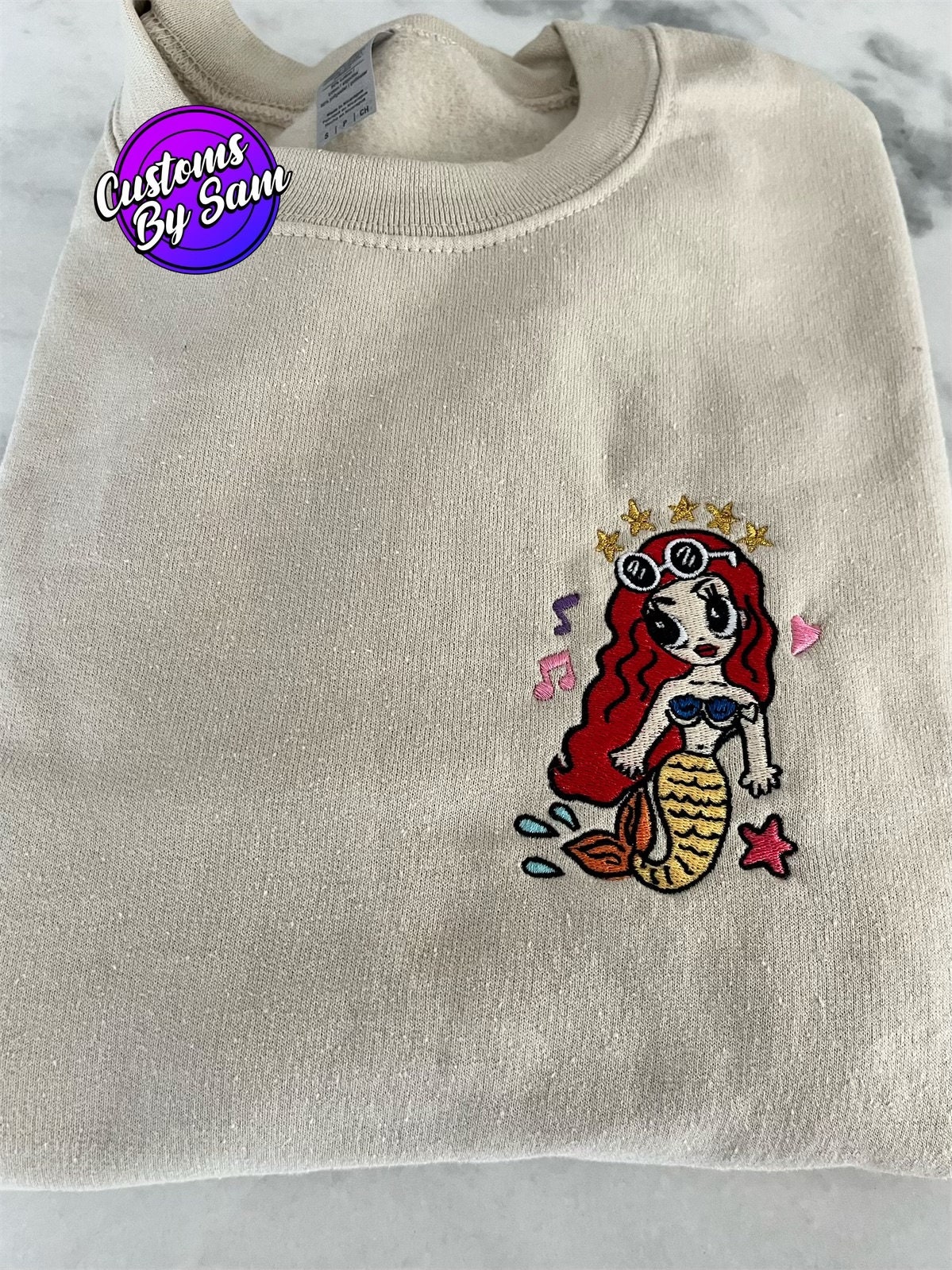 Embroidered KG Mermaid Crewneck Hoodie Baddie Bichota Siren - Etsy