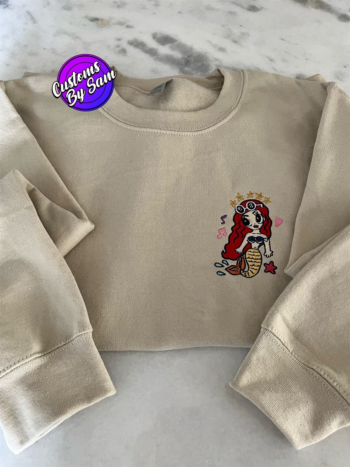 Embroidered KG Mermaid Crewneck Hoodie Baddie Bichota Siren - Etsy