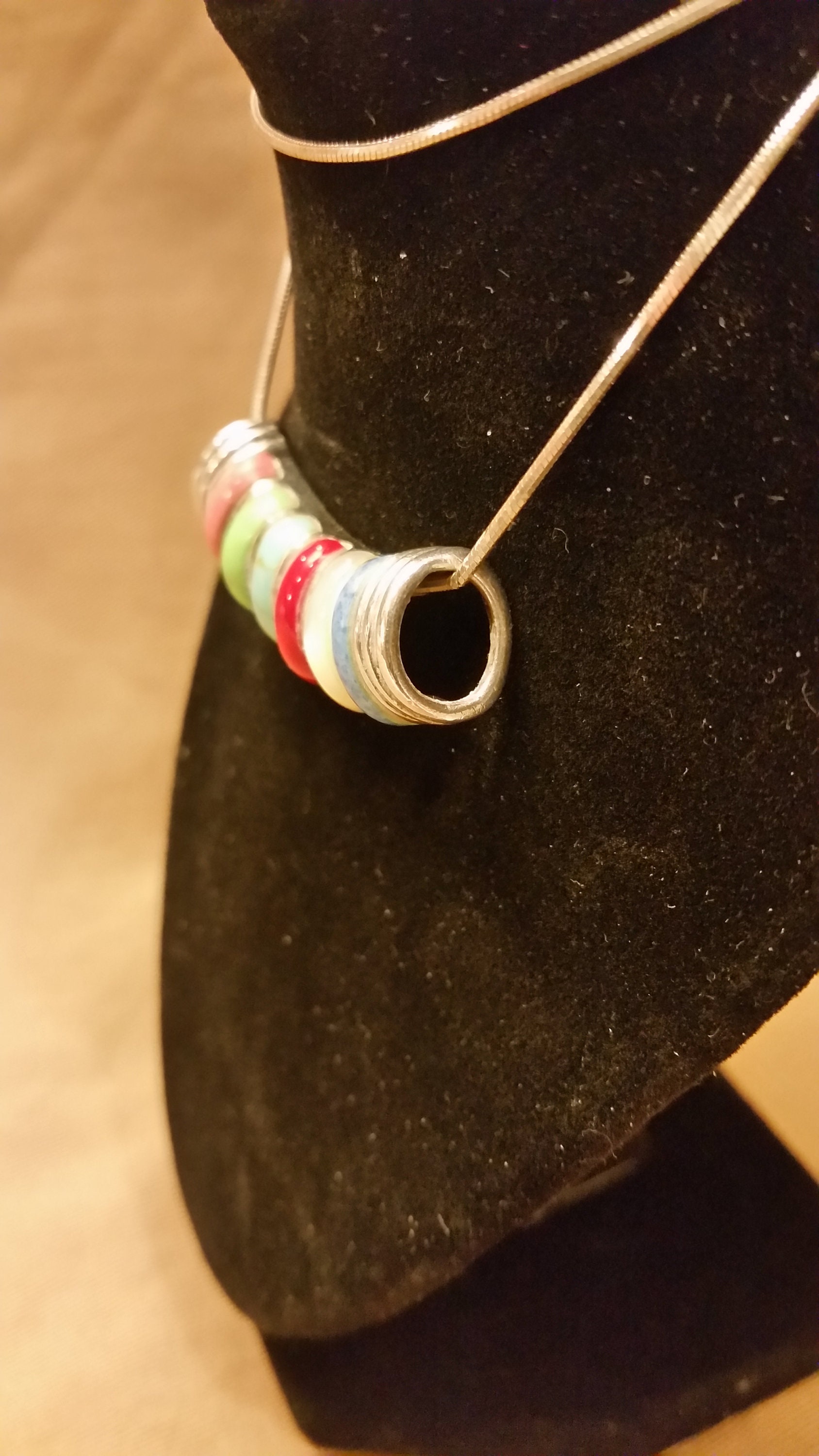 STERLING SILVER SLIDE Pendant With 6 Semi-precious Stones - Etsy