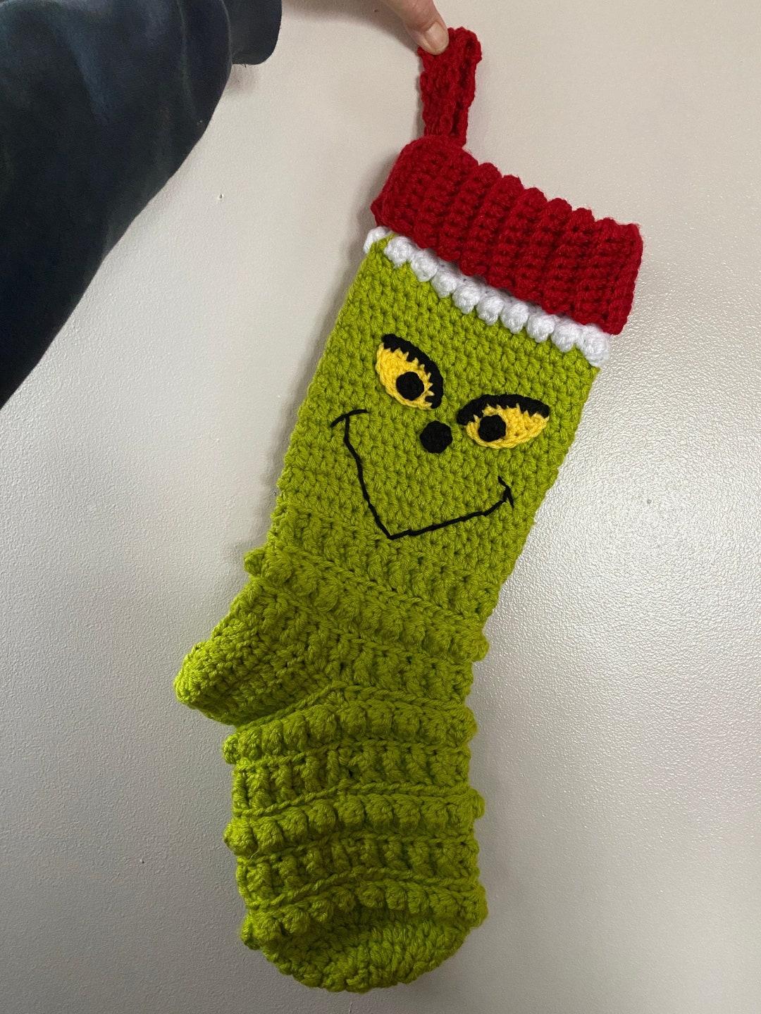 Crocheted Grinch Stocking - Handmade - Made to Order - Etsy