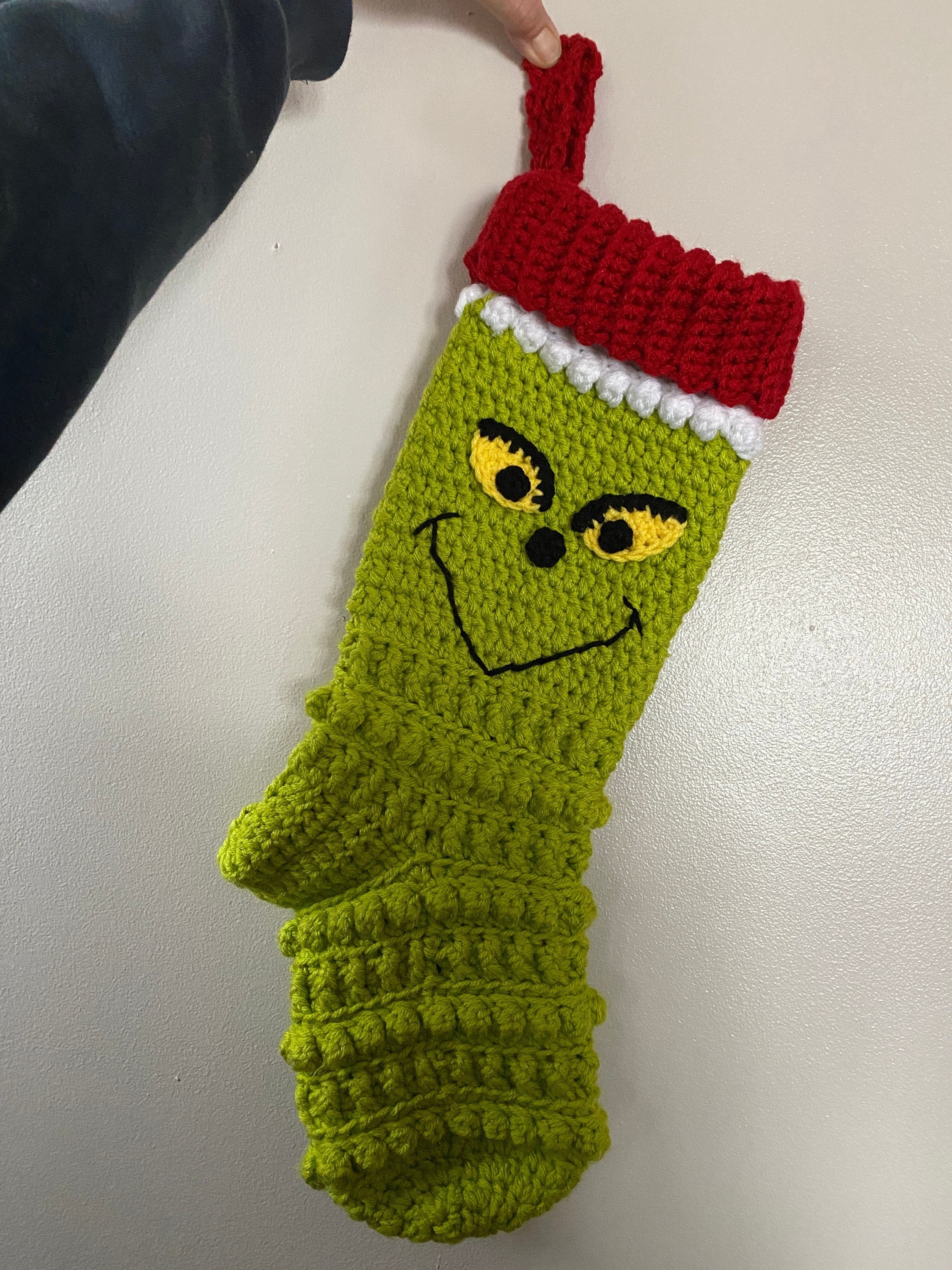 Crocheted Grinch Stocking - Handmade - Made to Order - Etsy