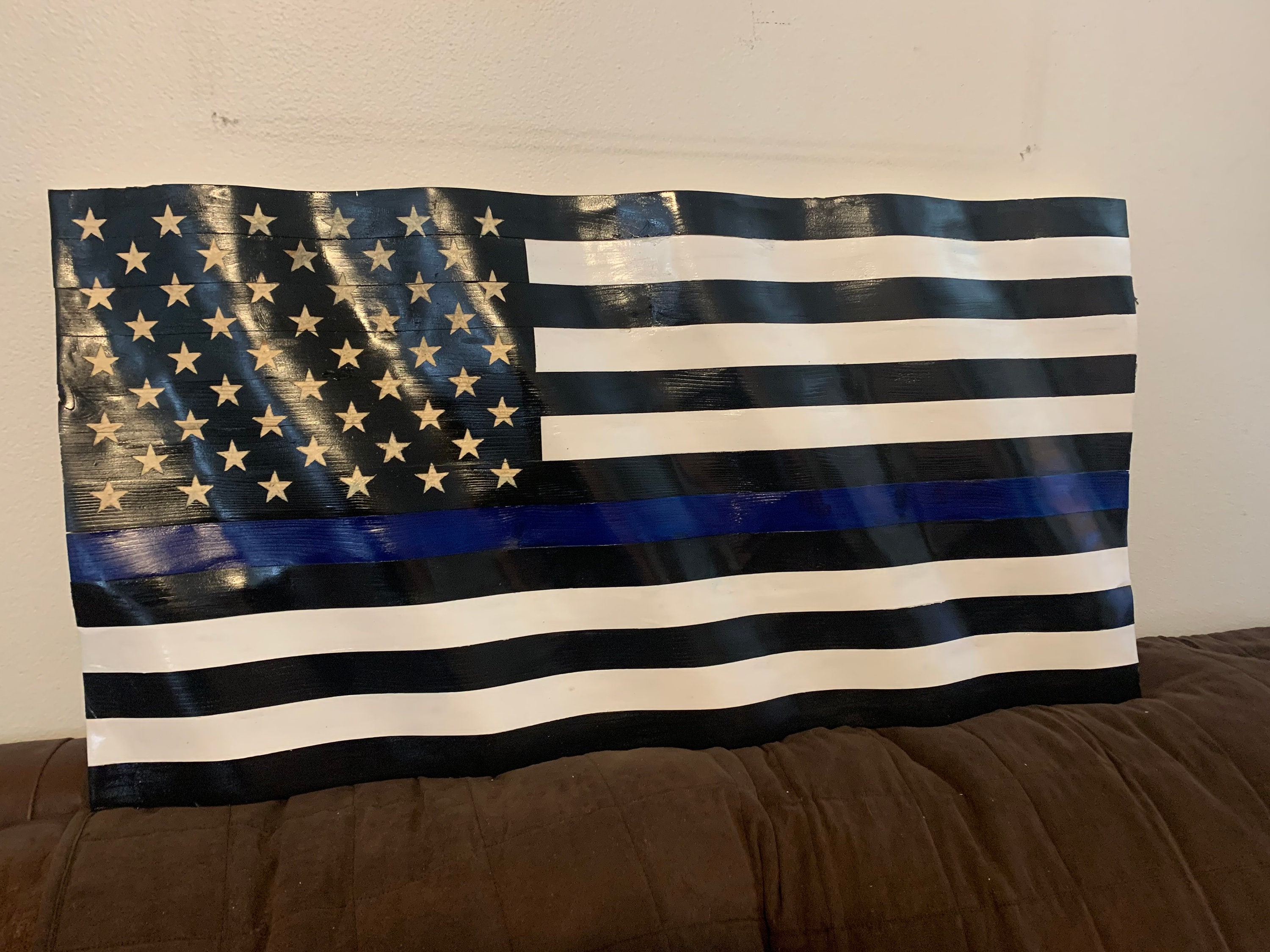 Wavy Blue Line Flag - Etsy