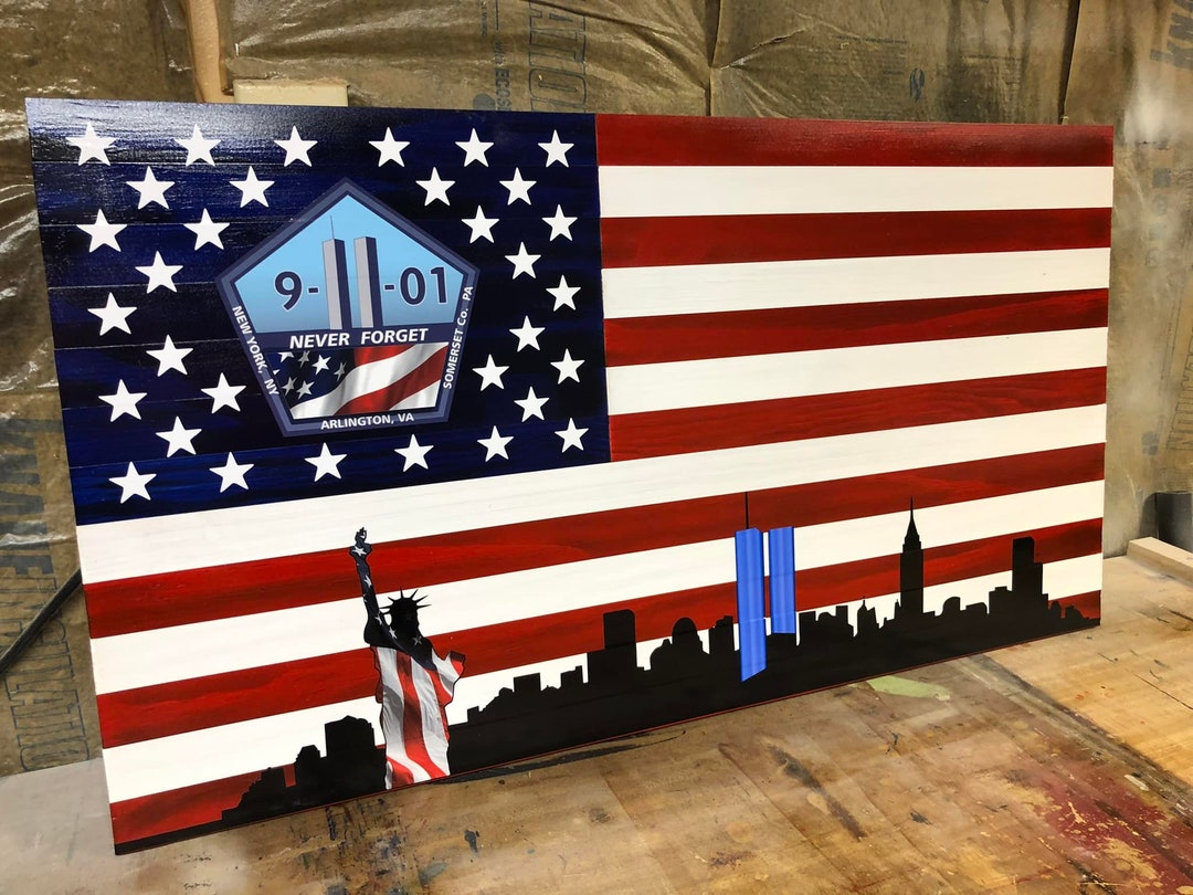 911 Tribute Flag, Twin Towers, World Trade Center, September 11 2001 ...