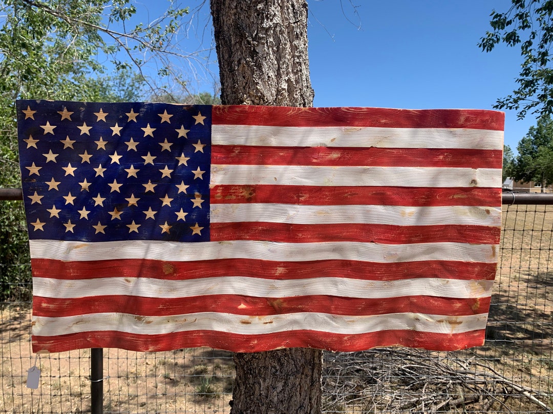 Distressed American Flag, Handmade Flag, Handmade Gift, House Warming ...