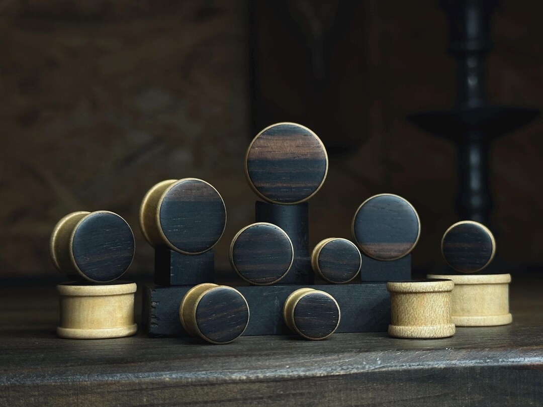 Wooden Plugs From 10 to 20mm, Maple With Ebony Veneer - Etsy