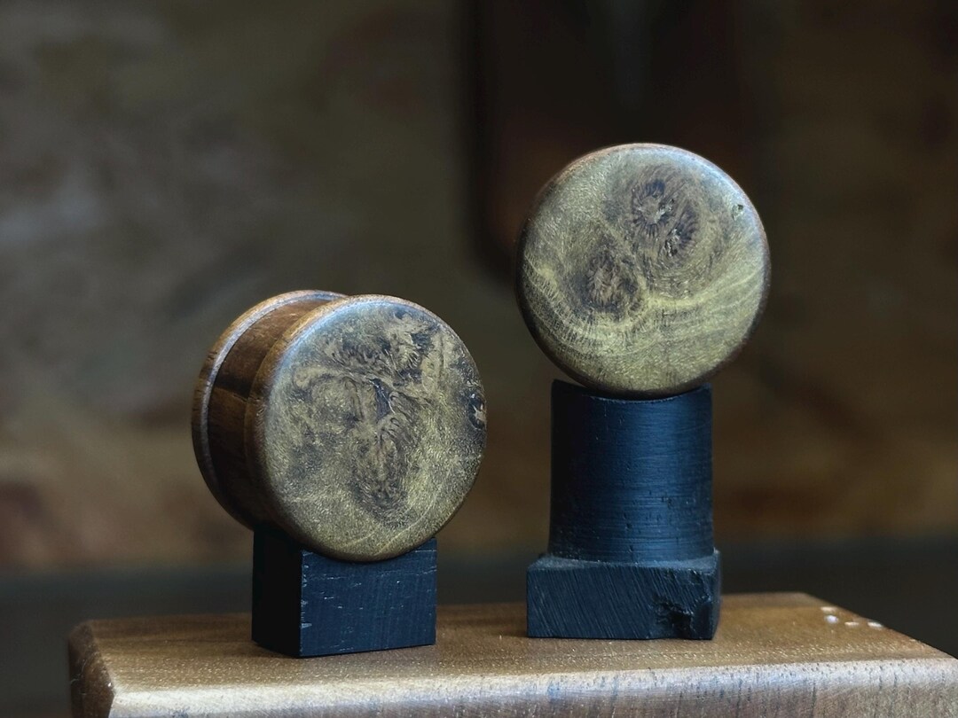 Wooden Plugs 20mm, Walnut With Tulipwood Burl Veneer - Etsy