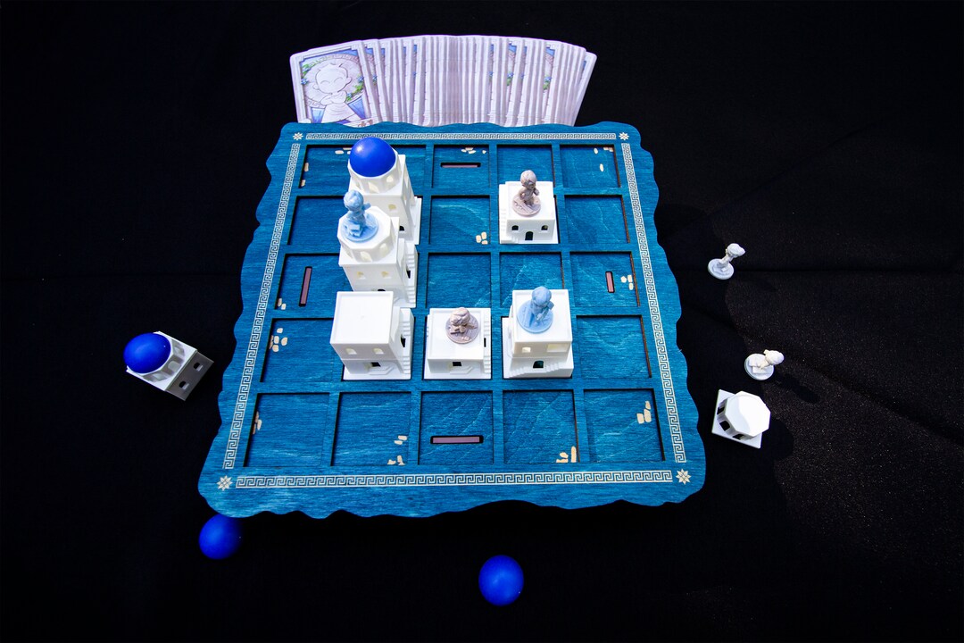 STRATA STRIKE | Santorini Game Board - Blue Stained Wood - Etsy