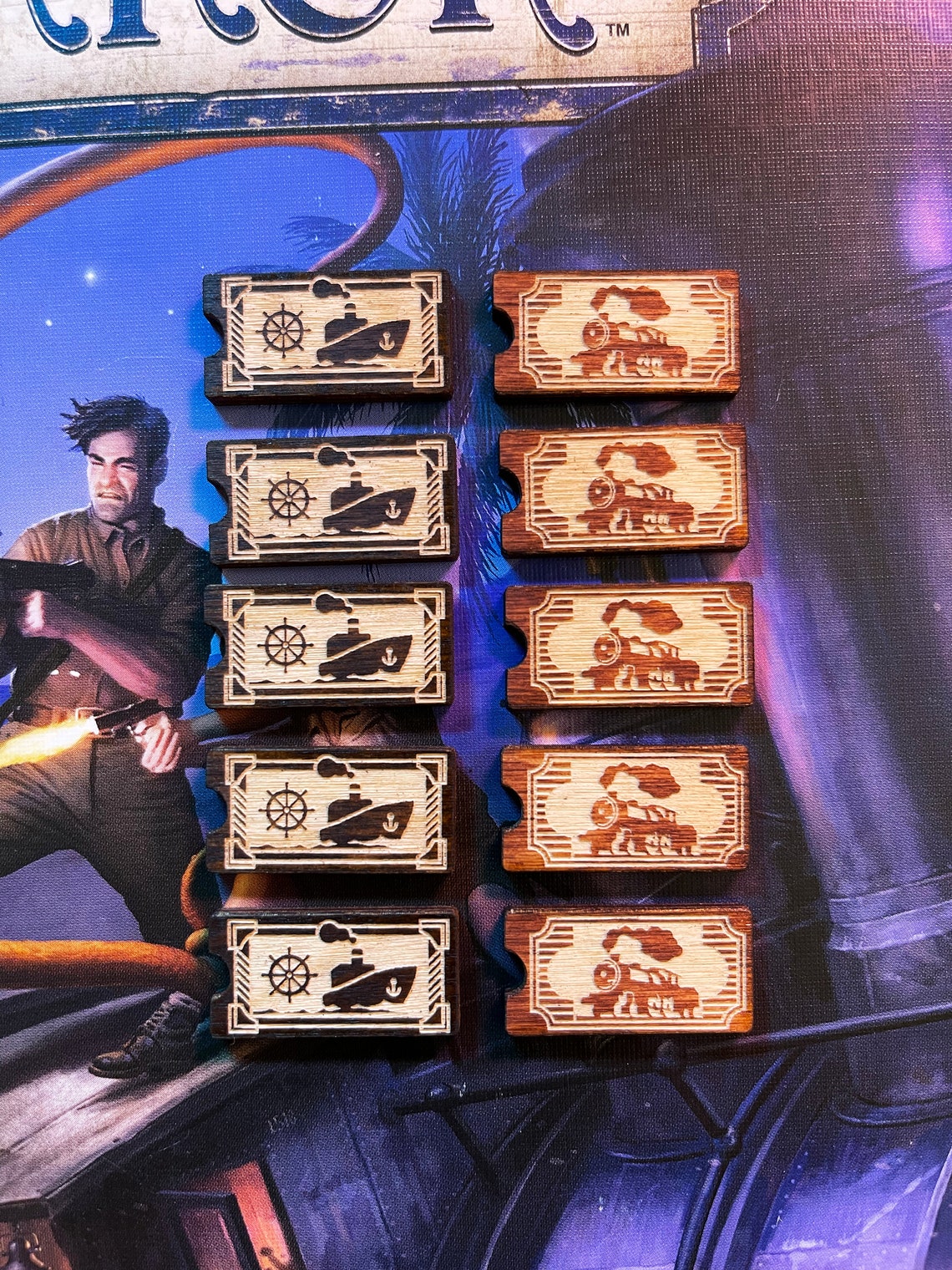 STRATA STRIKE | Eldritch Horror - Wooden Travel Tokens - Ship and Train ...