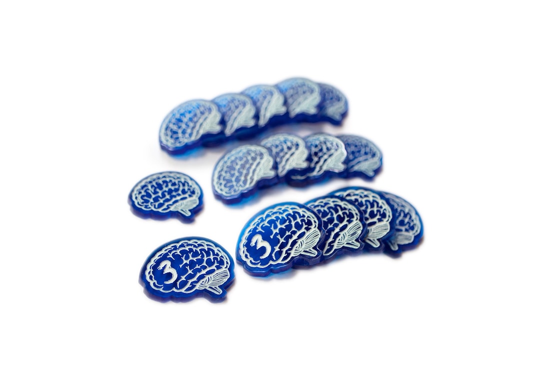 STRATA STRIKE | Pack of 15 Sanity, Brain Acrylic Tokens | (5) "3" Value ...