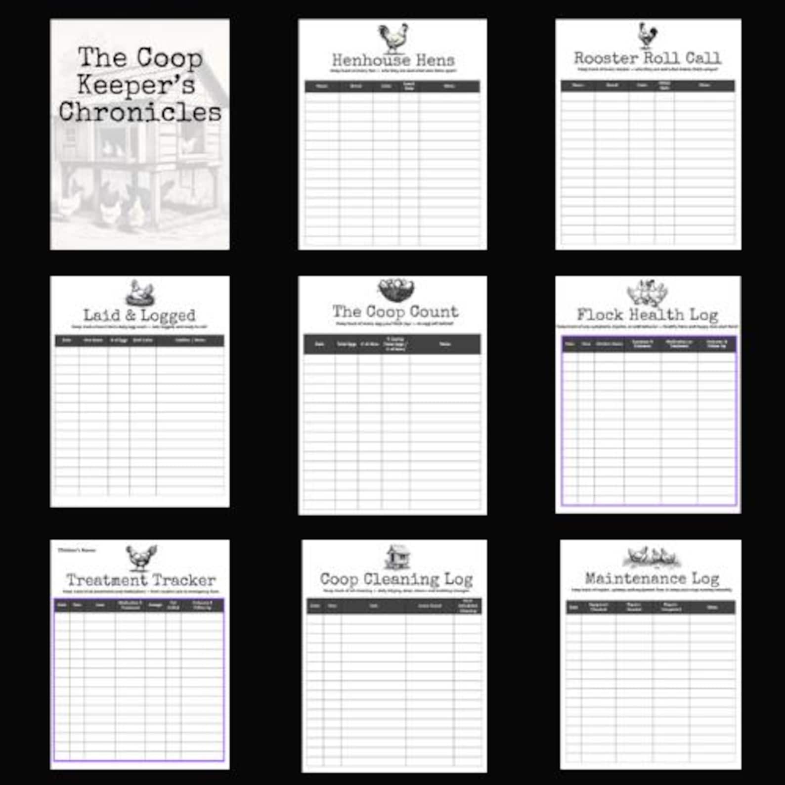 Printable Chicken Coop Log Bundle– Hen & Egg Tracking Sheets | Backyard ...