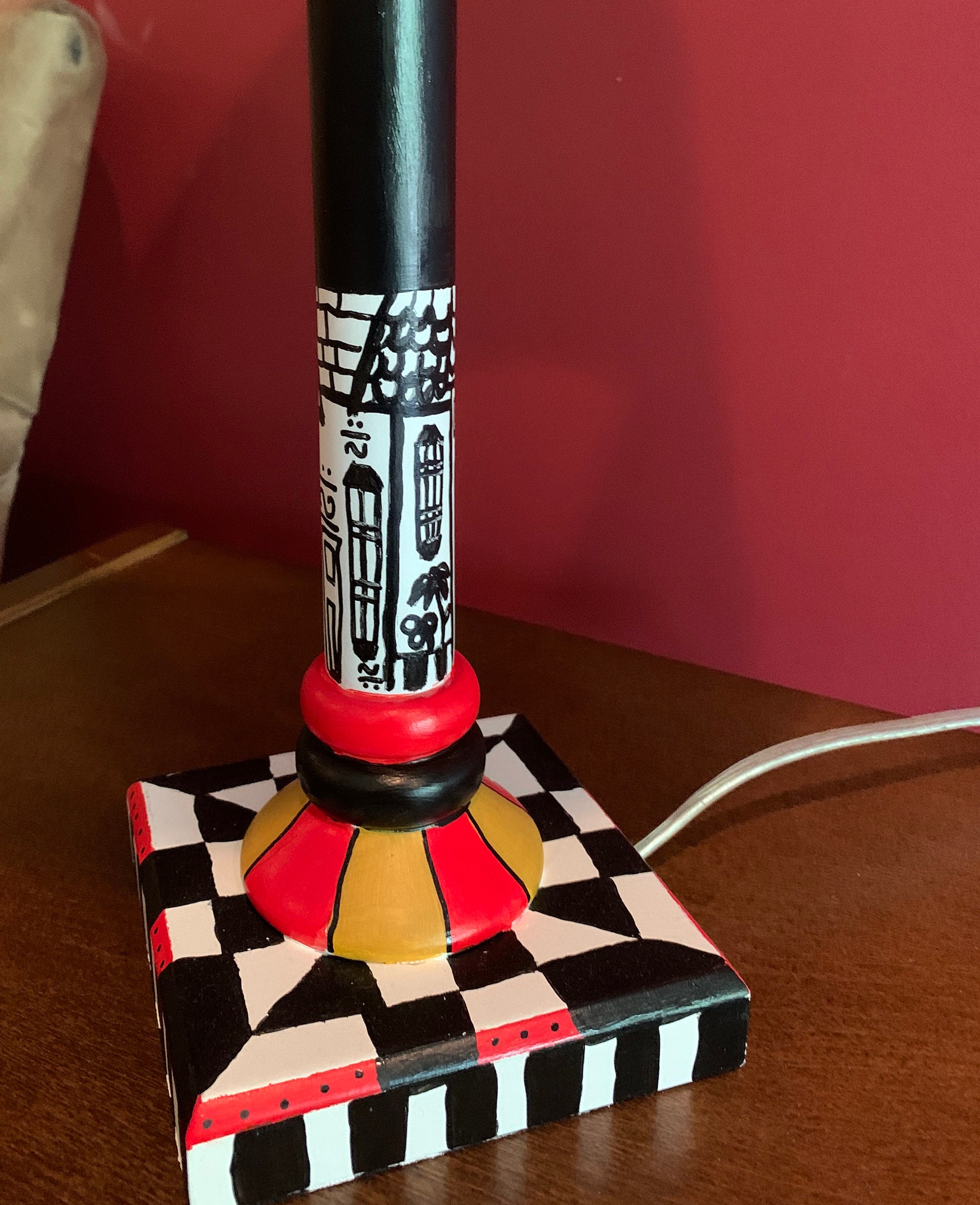 Hand Painted Lamp, Whimsical Lamp, Town Themed, Home Decor, Latin ...