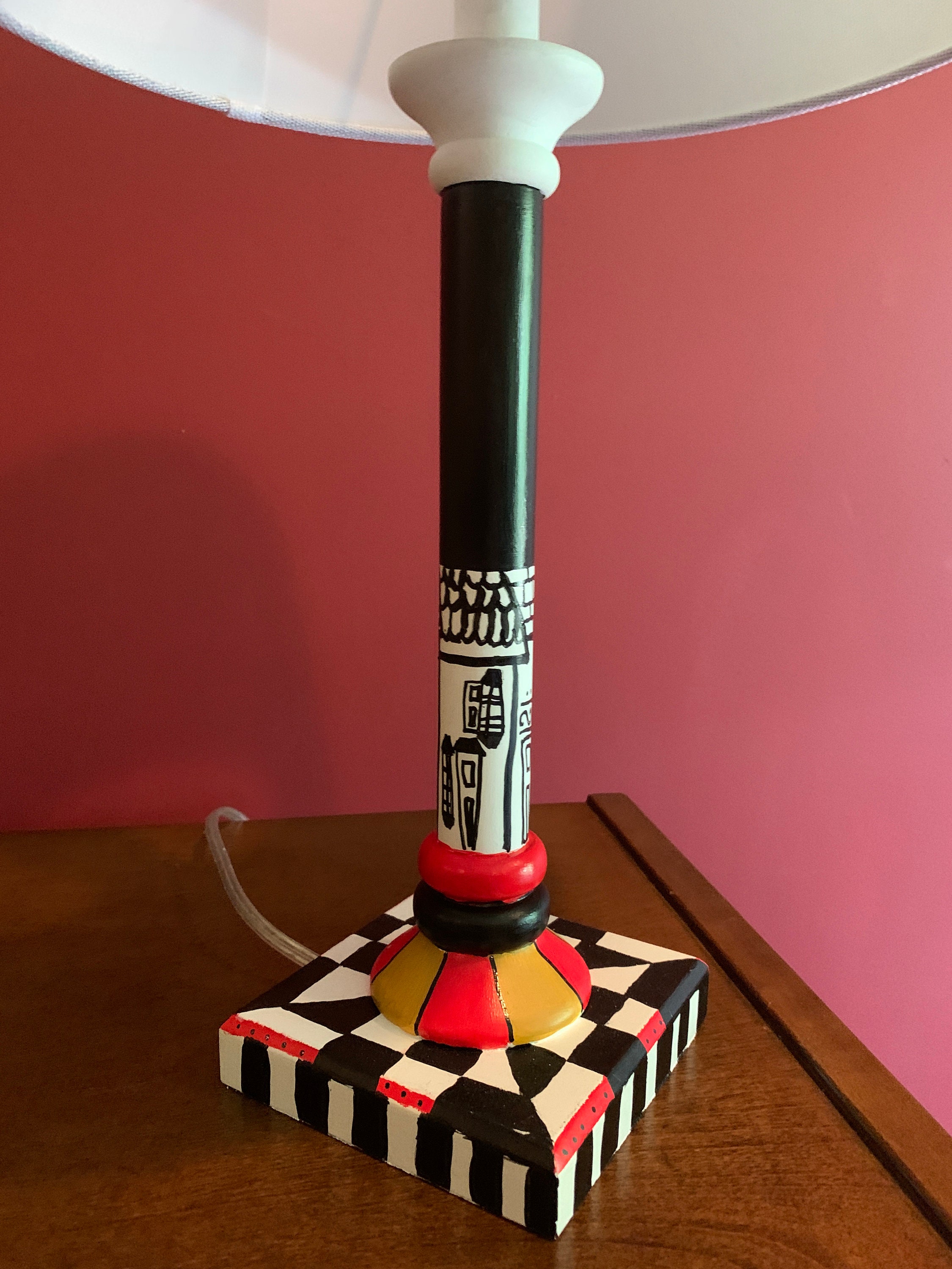 Hand Painted Lamp, Whimsical Lamp, Town Themed, Home Decor, Latin ...