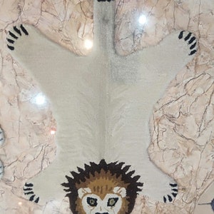 Lion Print Rug 100%wool Handtufted Rug for Home Living Kids - Etsy