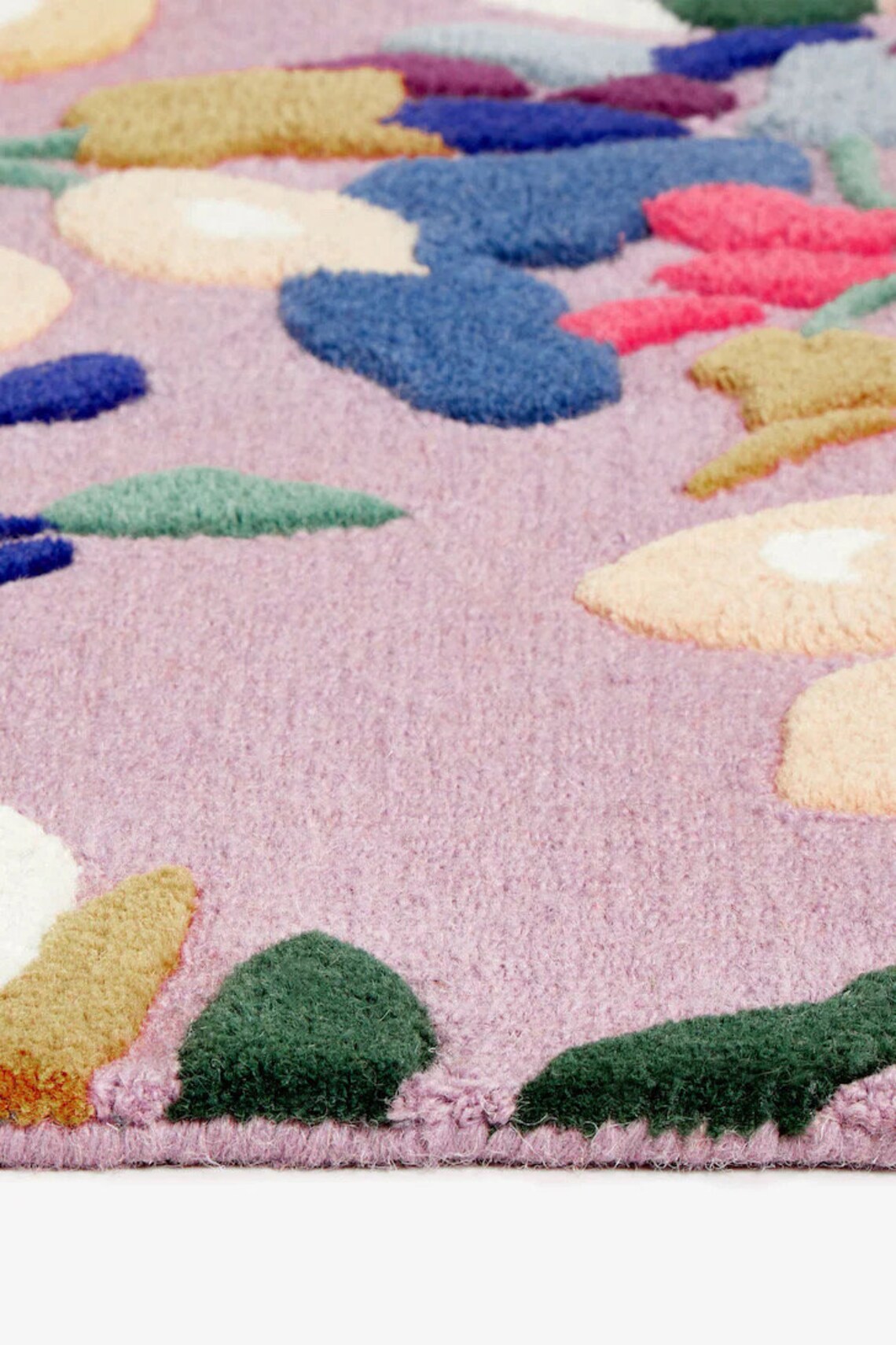 Pink Floral Rug Hand Tufted Wool Area Rug Hand Loop Cut Wool - Etsy