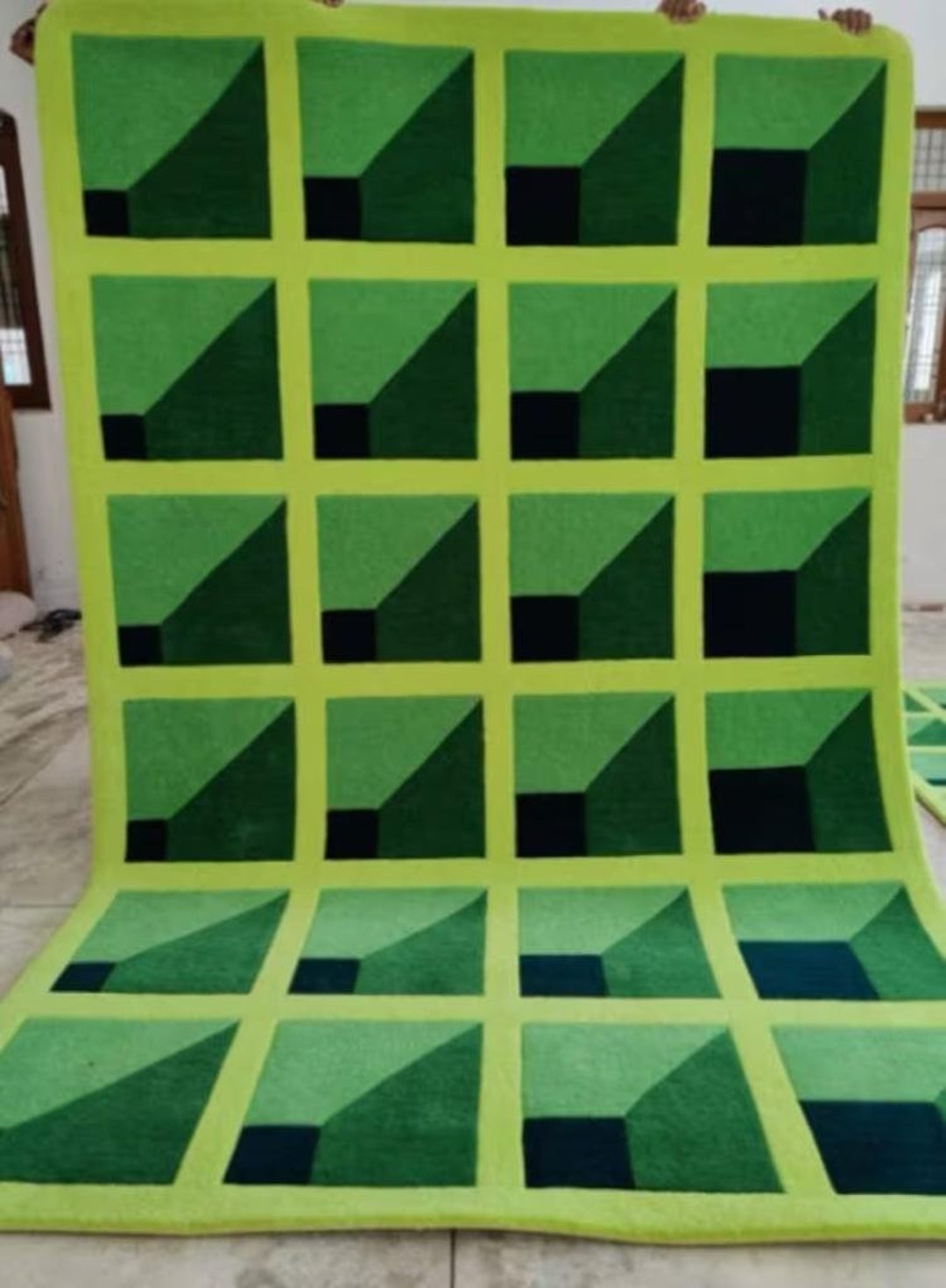 Garden Maze Green 3D Bespoke Hand Tufted Hand Made Hand Tuft Areas Rug ...