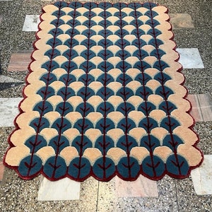 Hand Tufted Flower Wool Area Rug Hand Tuft Tufted Wool Rug 5x8 6x9 7x10 ...