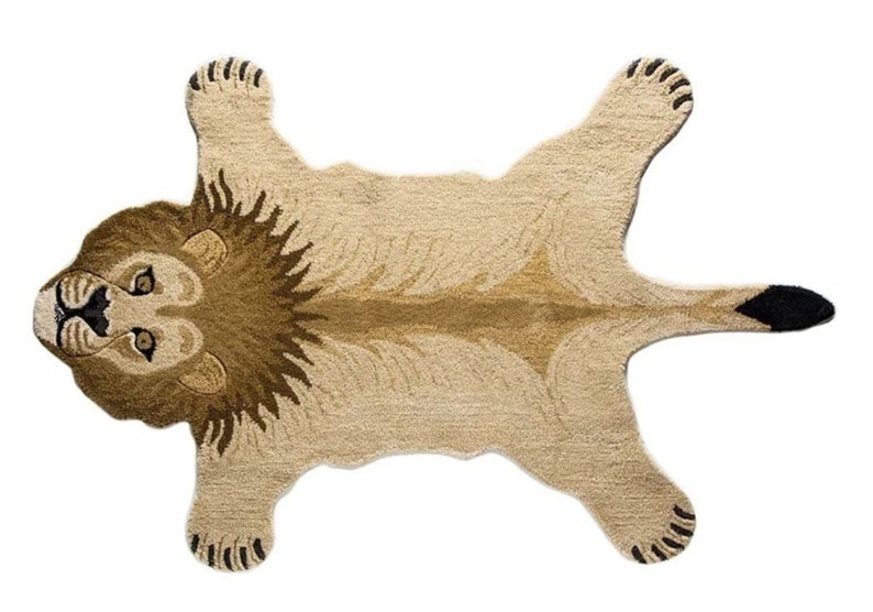 Lion Print Rug 100%wool Handtufted Rug for Home Living Kids - Etsy