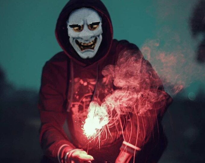LED Mask That Changes Faces. 115 Built in Faces Also Has Customizable ...