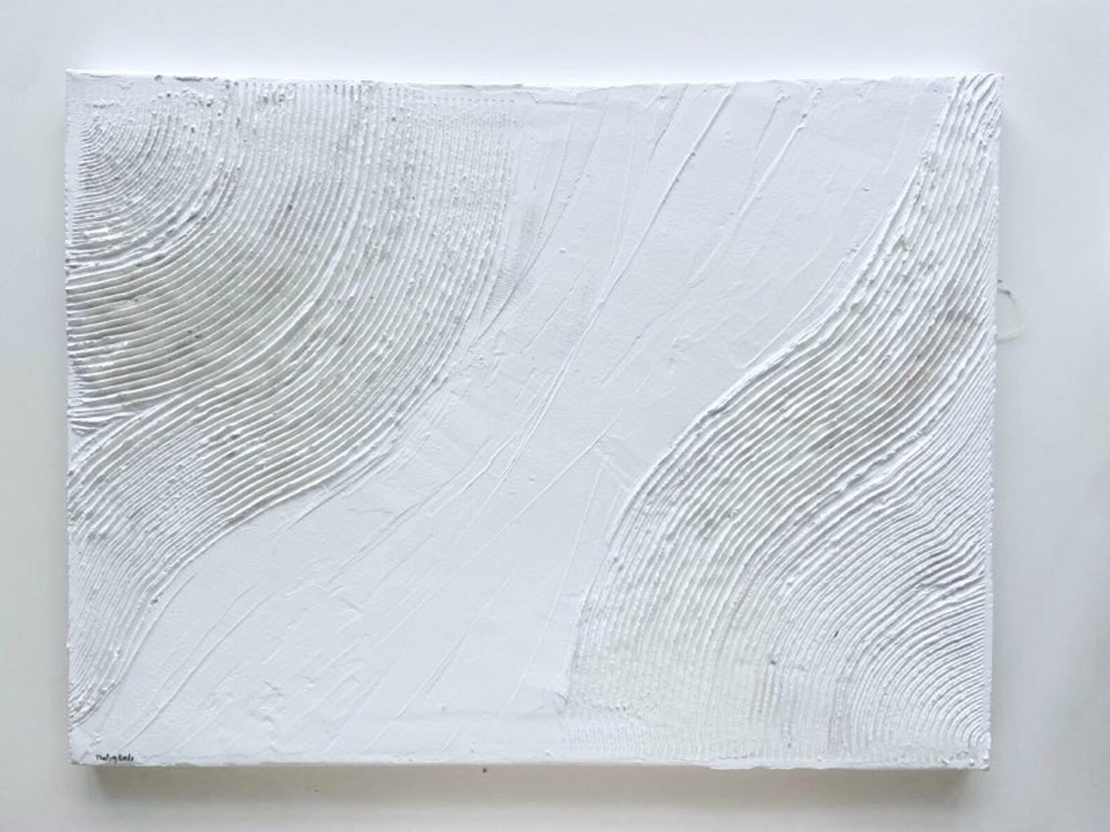 White Ripples Canvas Original Acrylic Texture Plaster Painting Natural ...