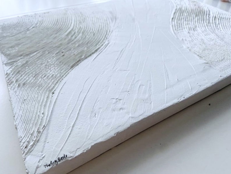 White Ripples Canvas Original Acrylic Texture Plaster Painting Natural ...