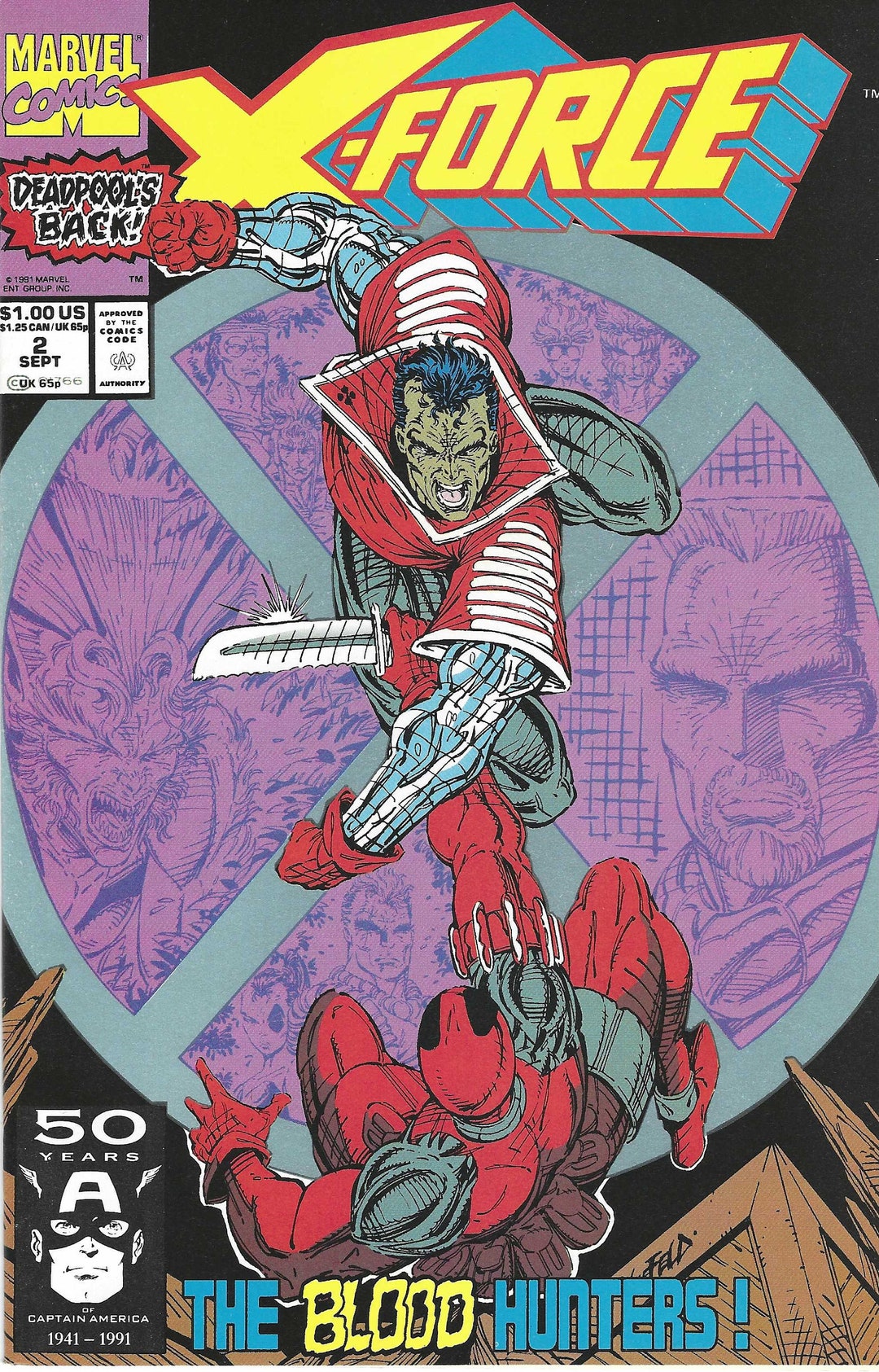 X-force #2 (sept 91) - VF+ - Deadpool's Back! Cable, Domino, Weapon X ...