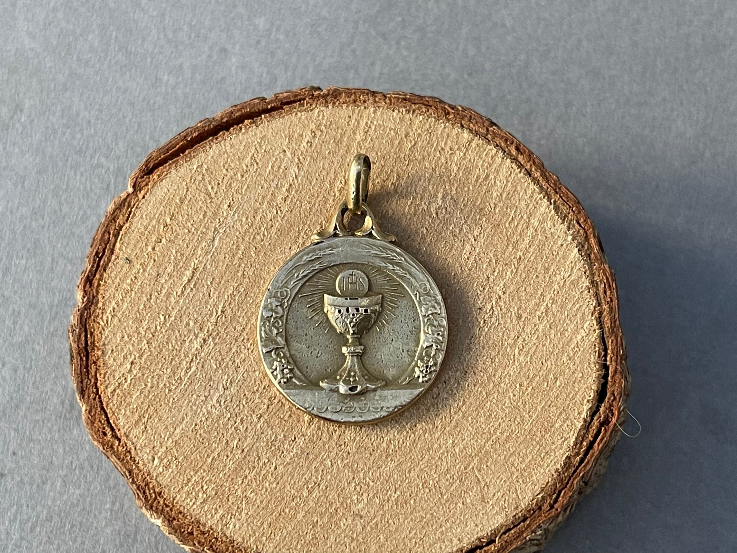 Antique French First Holy Communion Medallion Rolled Gold - Etsy