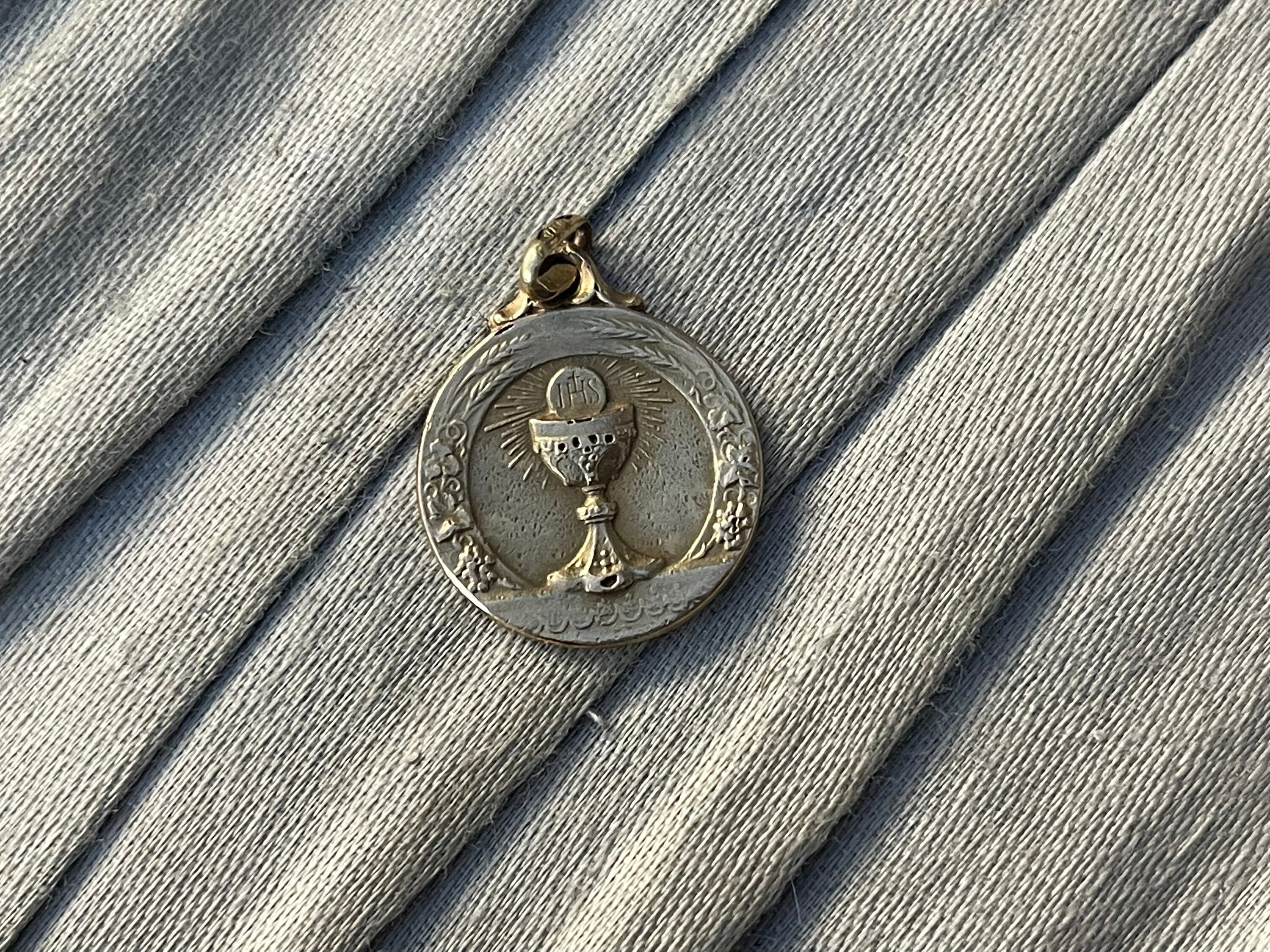 Antique French First Holy Communion Medallion Rolled Gold - Etsy