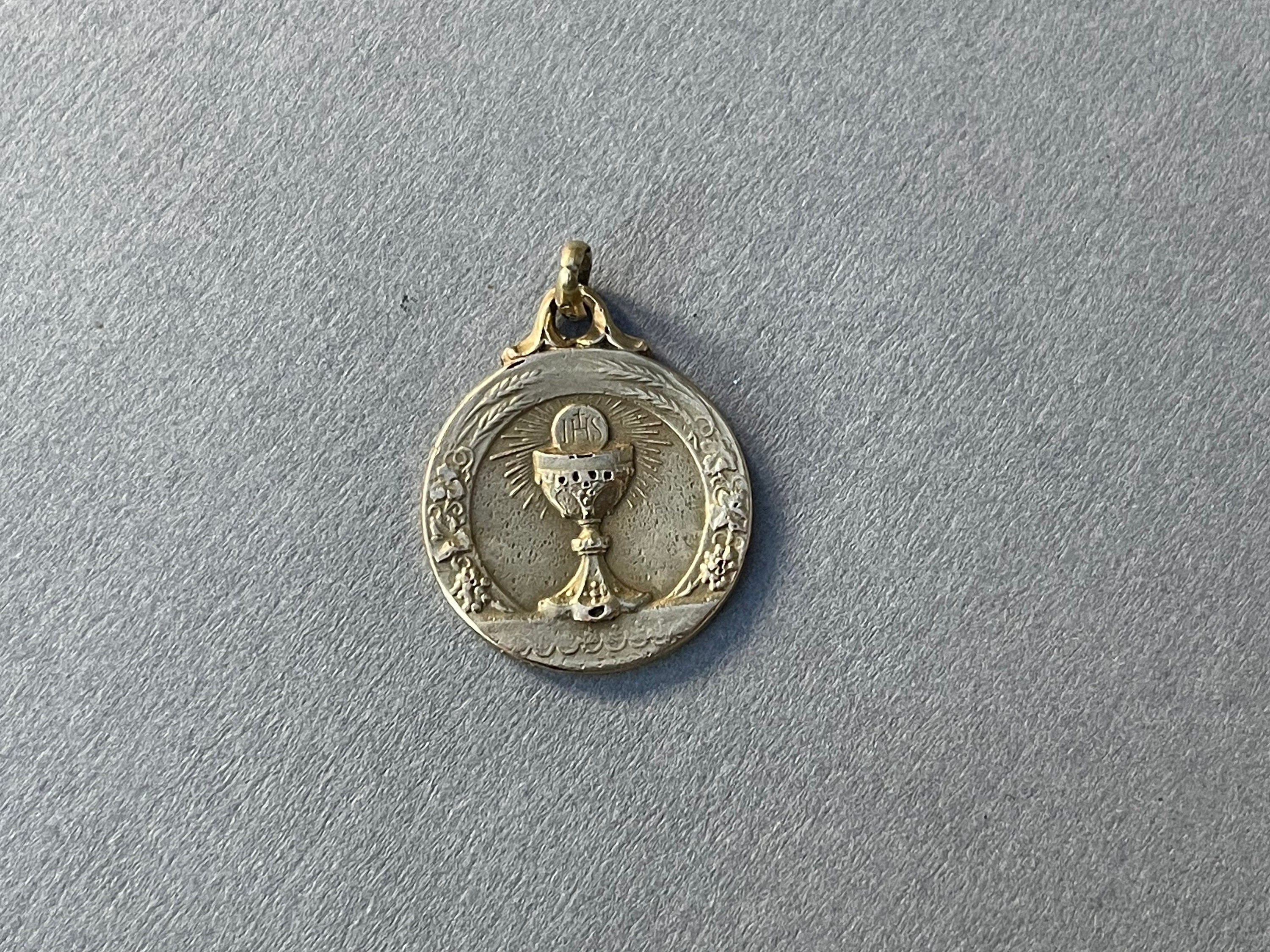 Antique French First Holy Communion Medallion Rolled Gold - Etsy