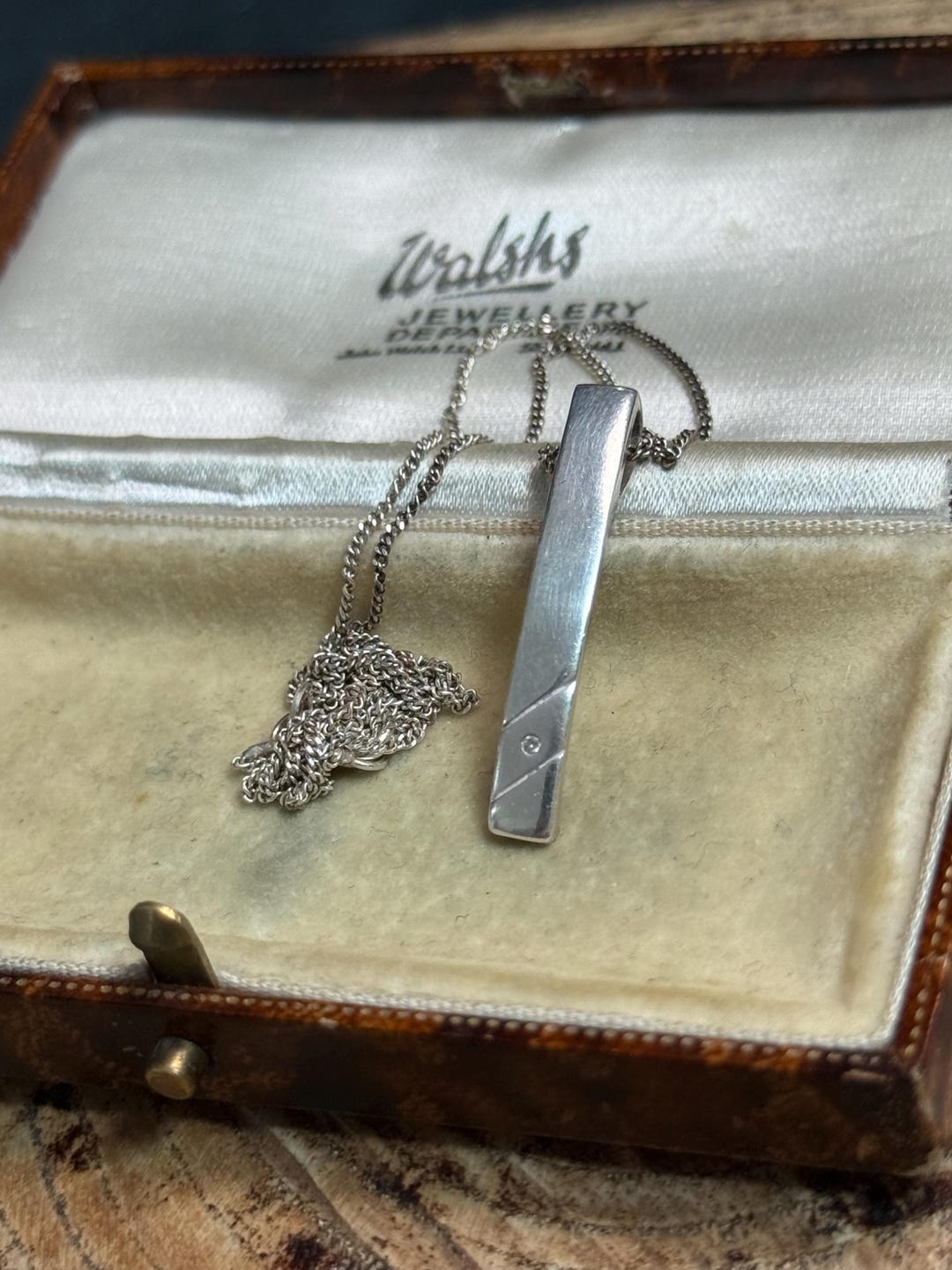 Vintage Kit Heath Diamond Necklace, 2002 Sterling Silver Bar Pendant - Etsy