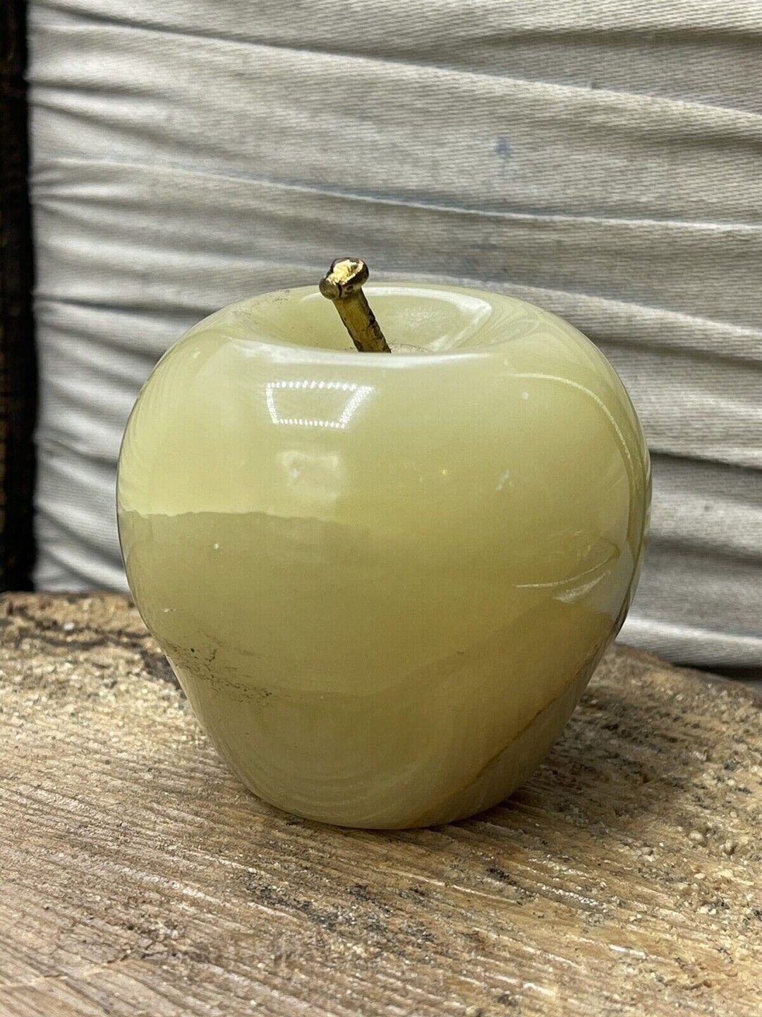 Vintage Apple Ornament, Marble Paperweight, Onyx Alabaster Style, Lime ...
