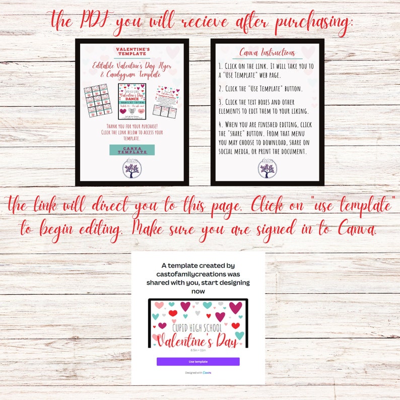 Valentines Day Dance Flyer Candygram Editable Canva Template Digital ...