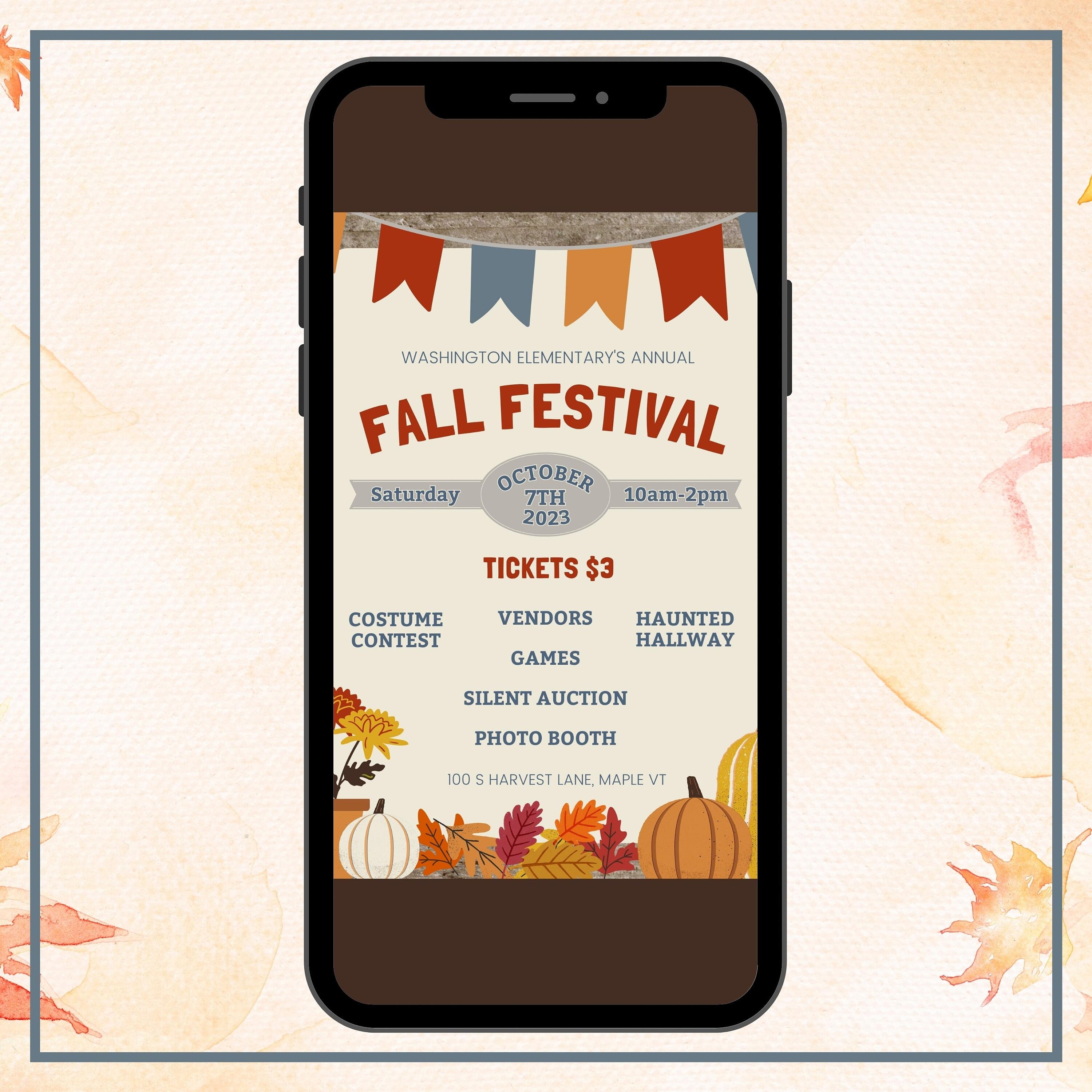 Fall Festival Flyer Editable Canva Template Autumn School Carnival ...